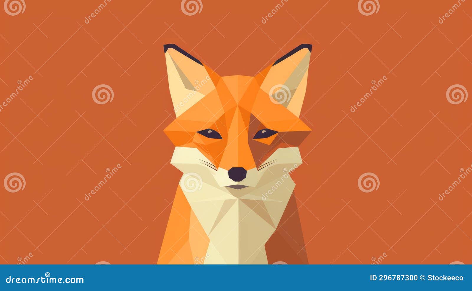 Minimalist Fox Head Illustration on Orange Background Stock ...