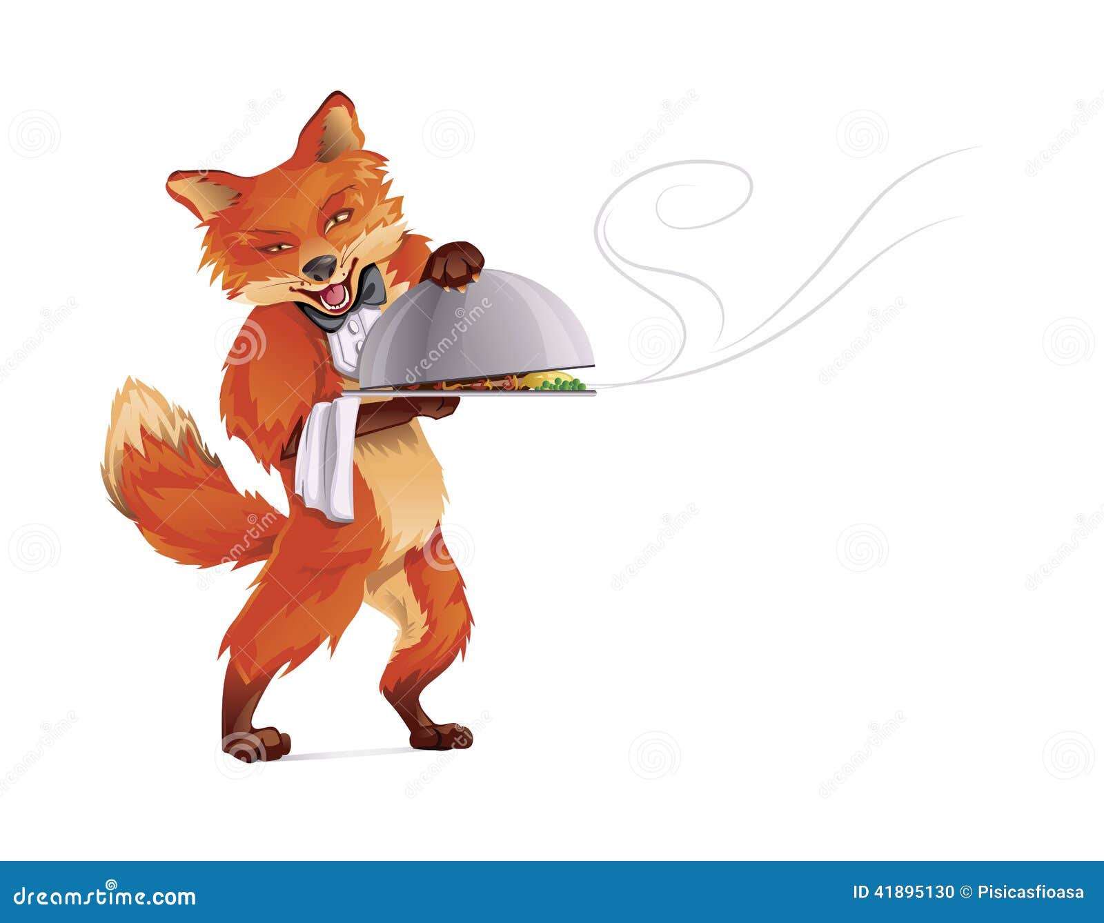 Fox Waiter stock vector. Illustration of smell, towel - 41895130