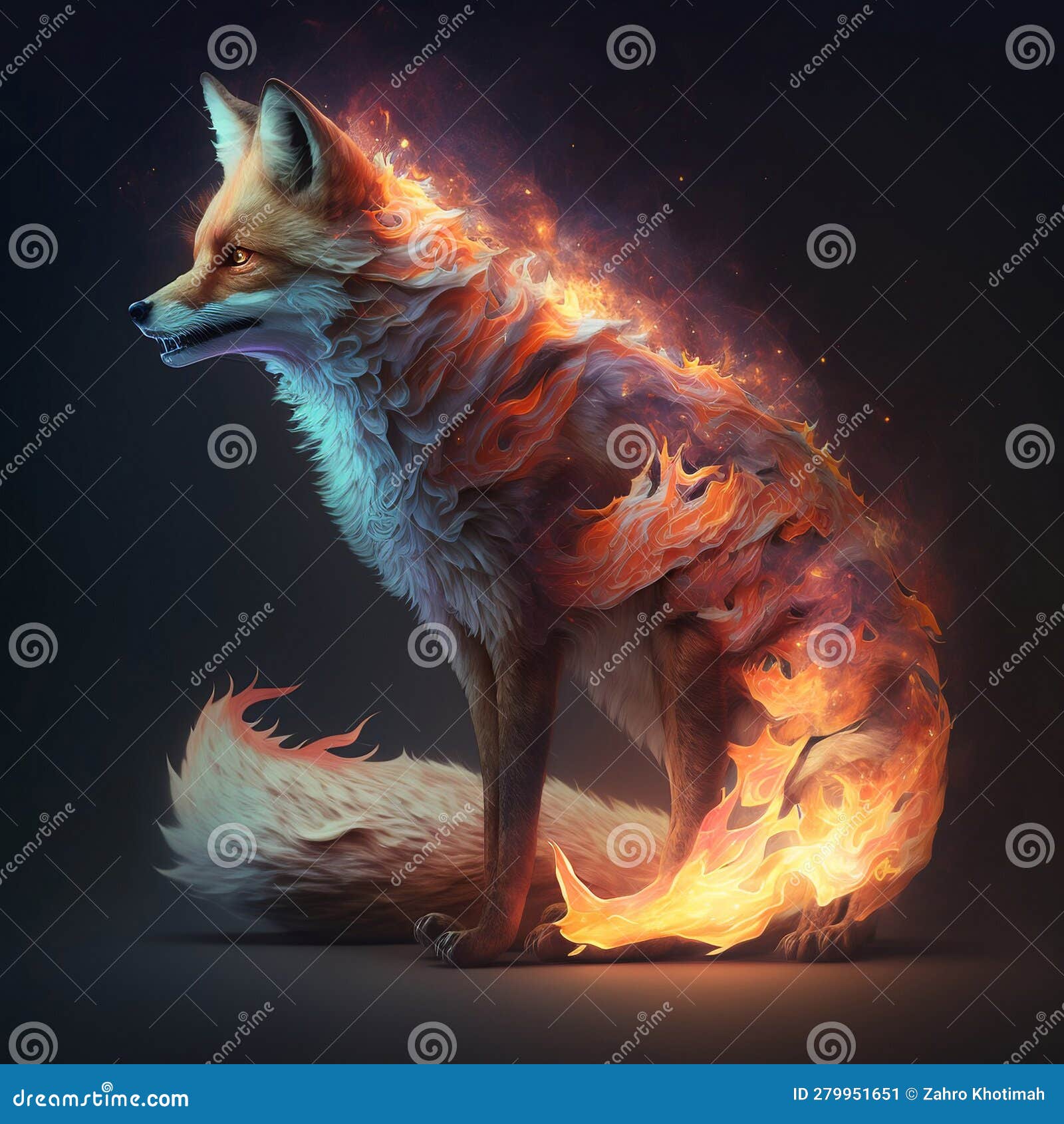 The Fox Was Covered in Flames Light Stock Illustration - Illustration ...