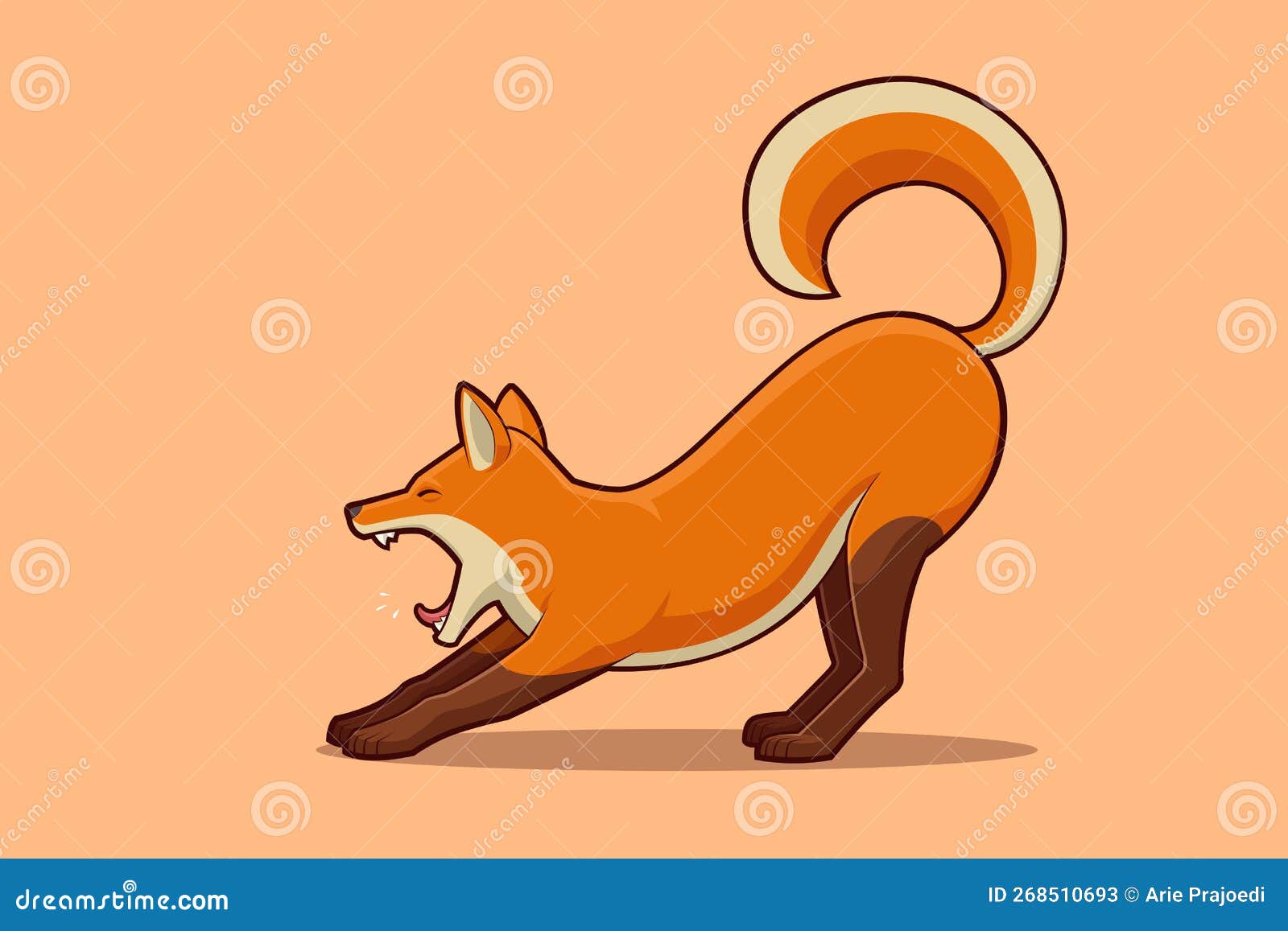 Fox Yawning and Stretching stock illustration. Illustration of mammals ...