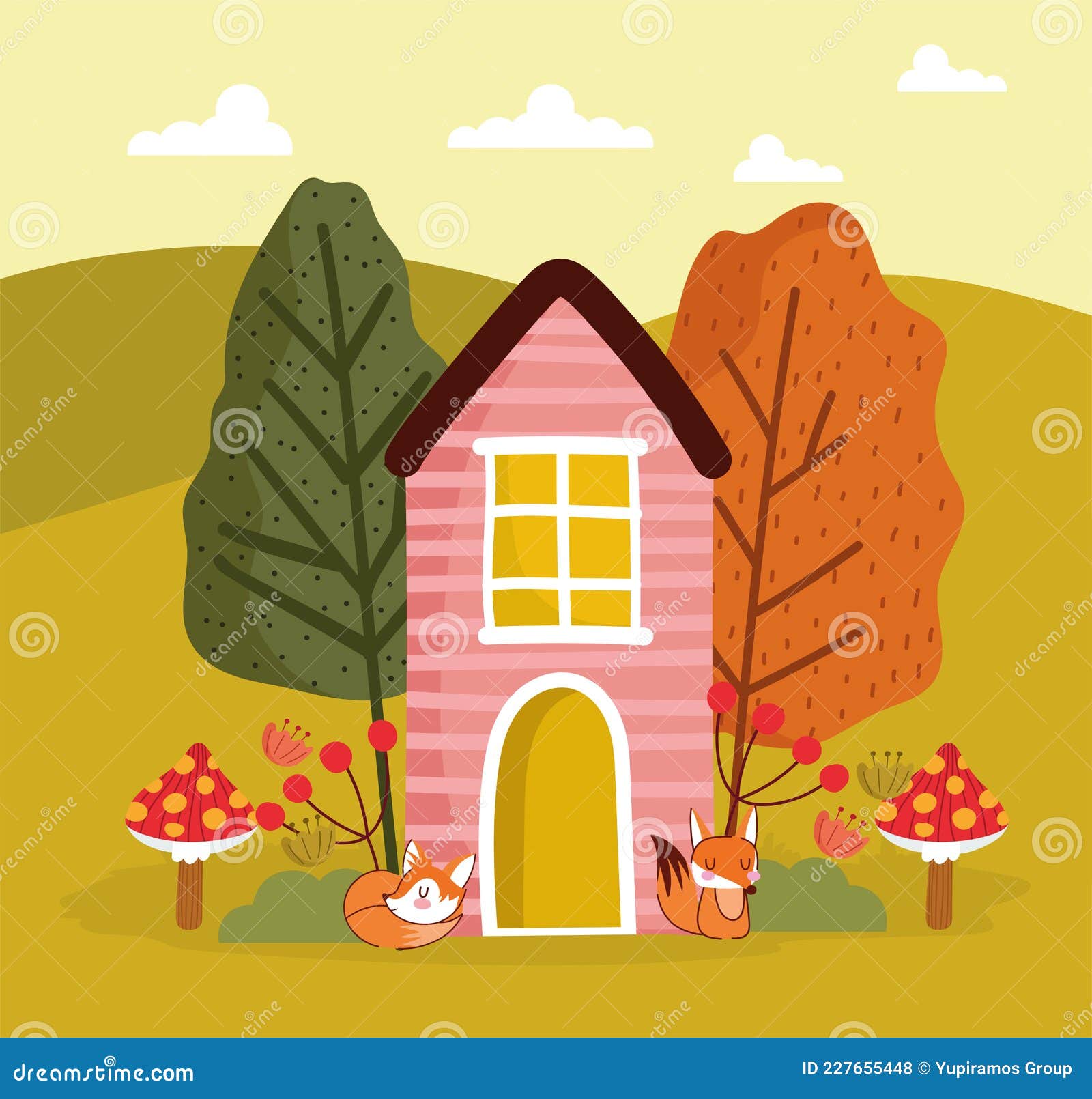 Foxes in the house stock illustration. Illustration of natural - 227655448