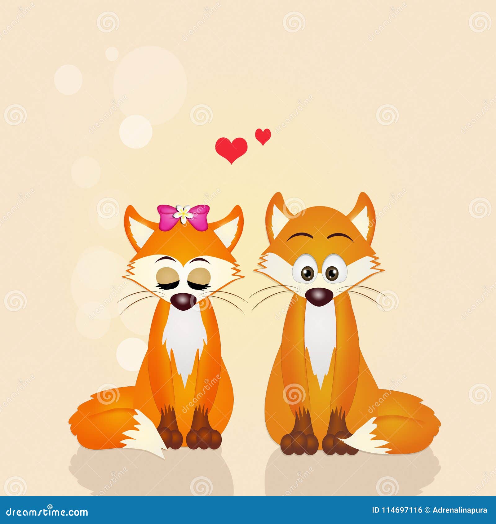 Foxes in love stock illustration. Illustration of celebration - 114697116