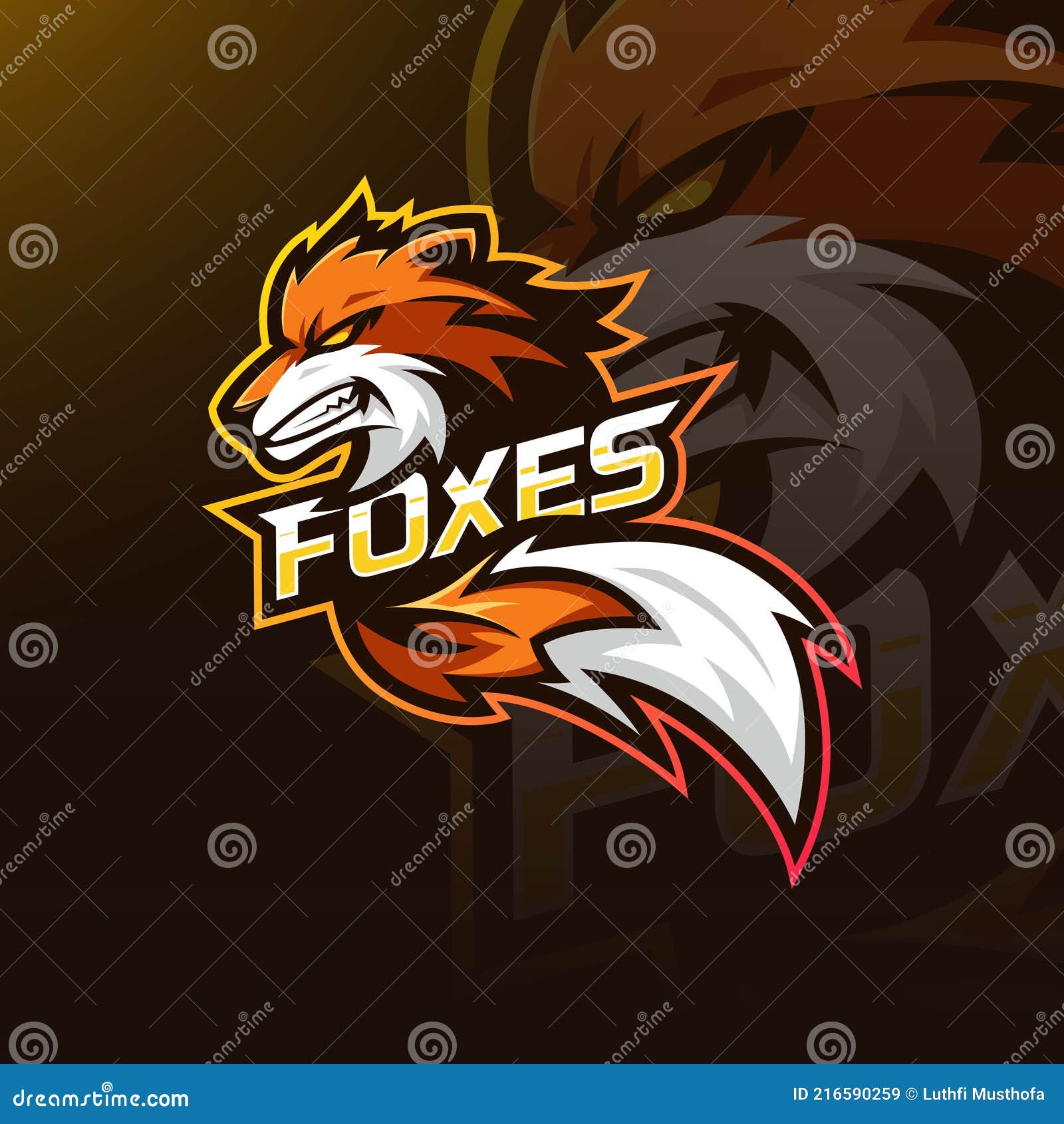 Foxes Mascot E Sport Logo Template Stock Vector - Illustration of icon ...