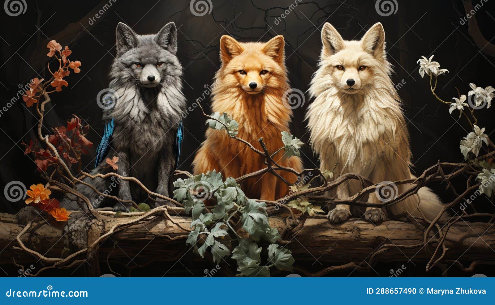 Foxes are Multicolored Animal Illustrations. Sly Fox on a Plain ...