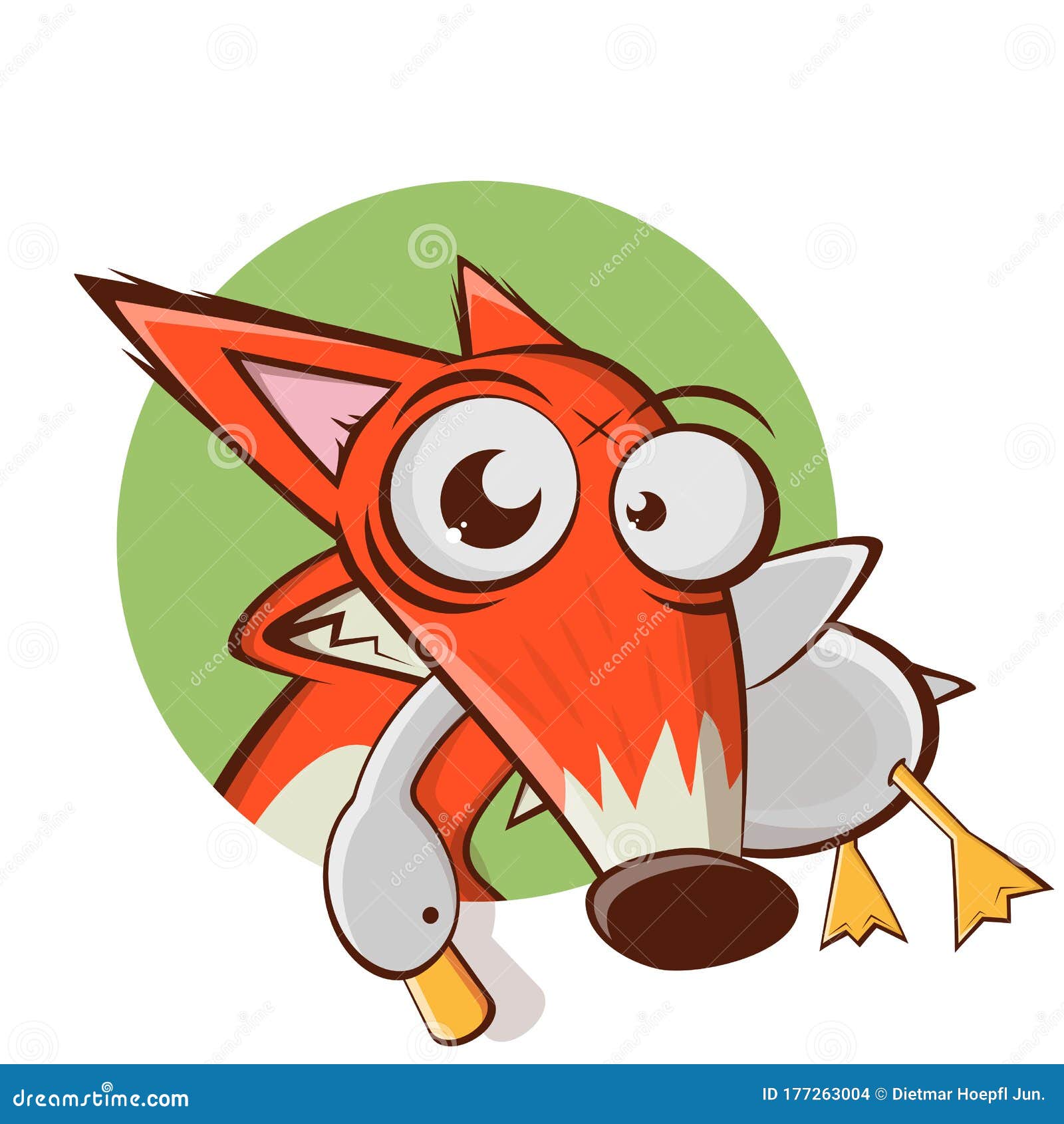 Funny Cartoon Fox with Goose in Its Mouth Stock Vector - Illustration ...
