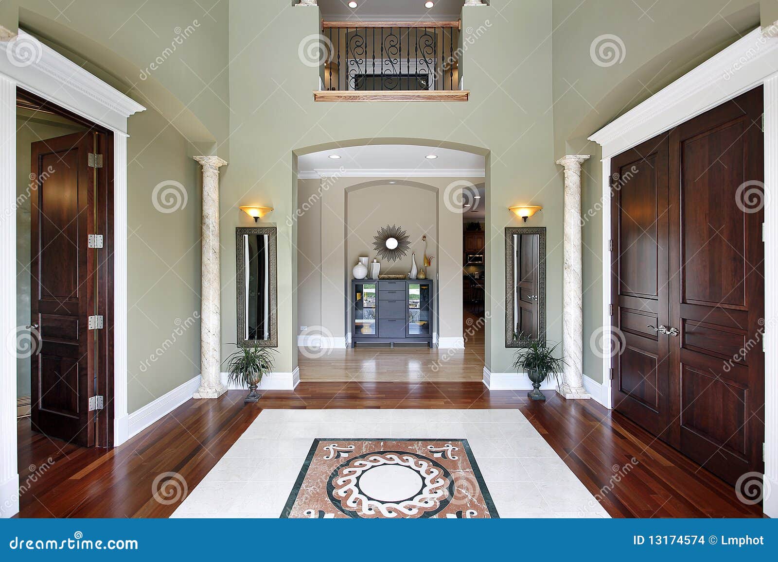 Foyer with balcony stock photo. Image of suburban, estate - 13174574