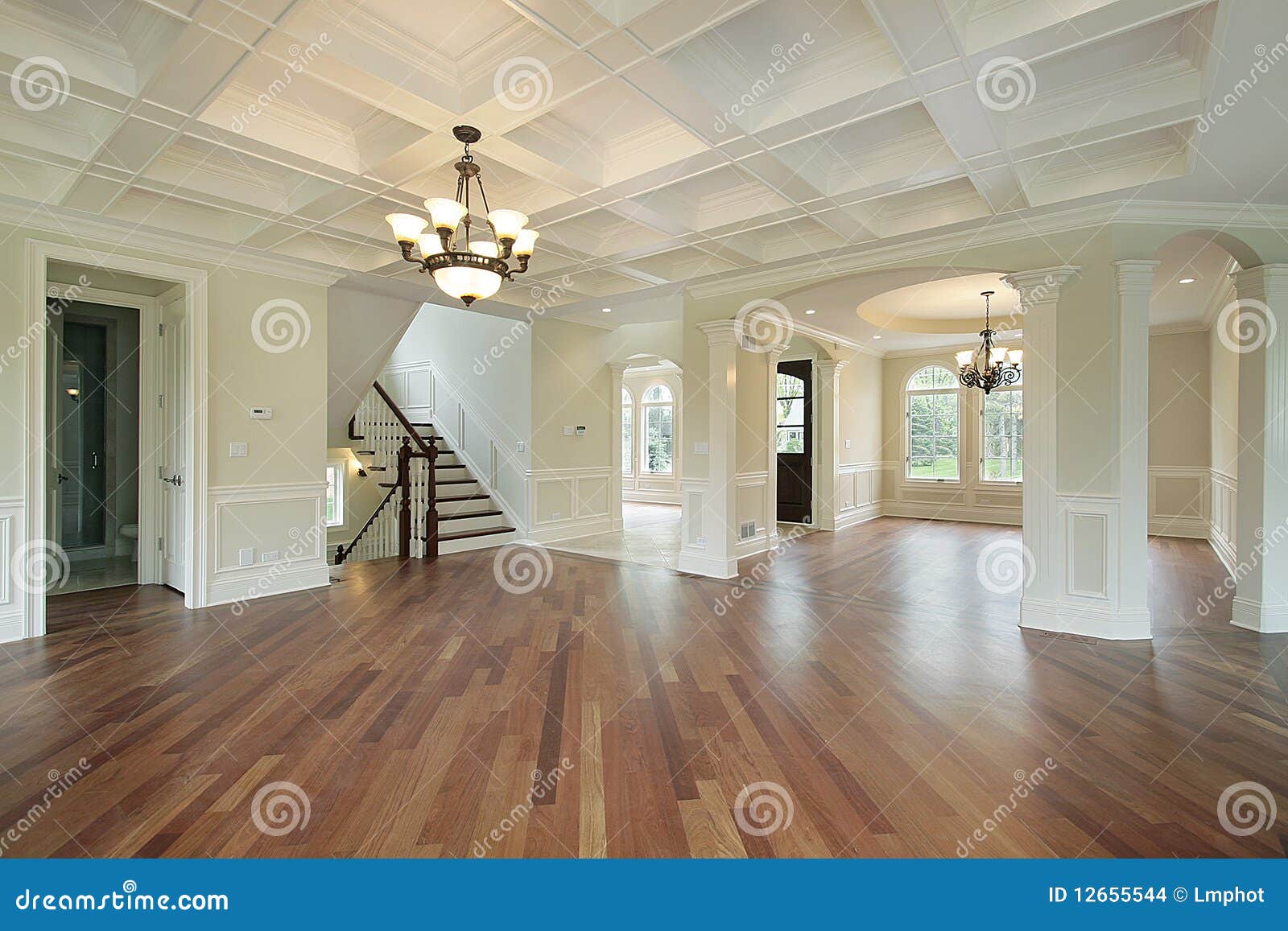Foyer in New Construction Home Stock Photo - Image of fixtures ...