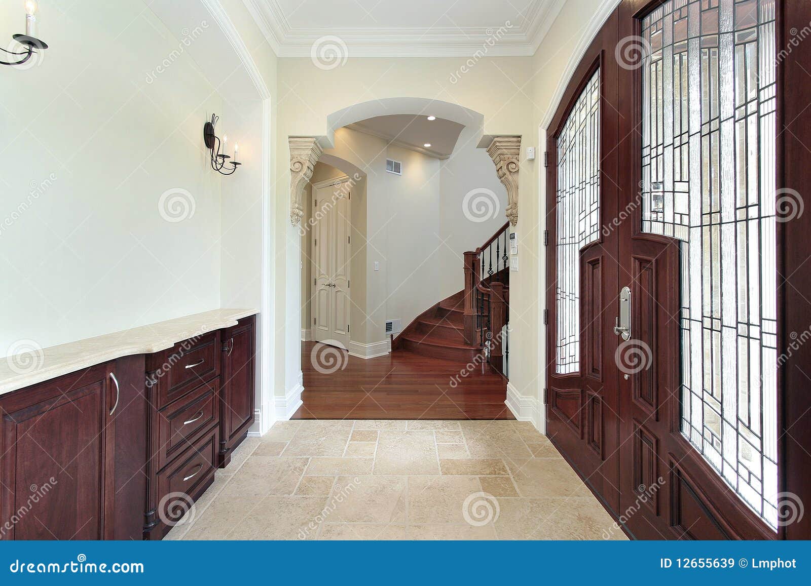 Foyer in New Construction Home Stock Image - Image of furniture, design ...