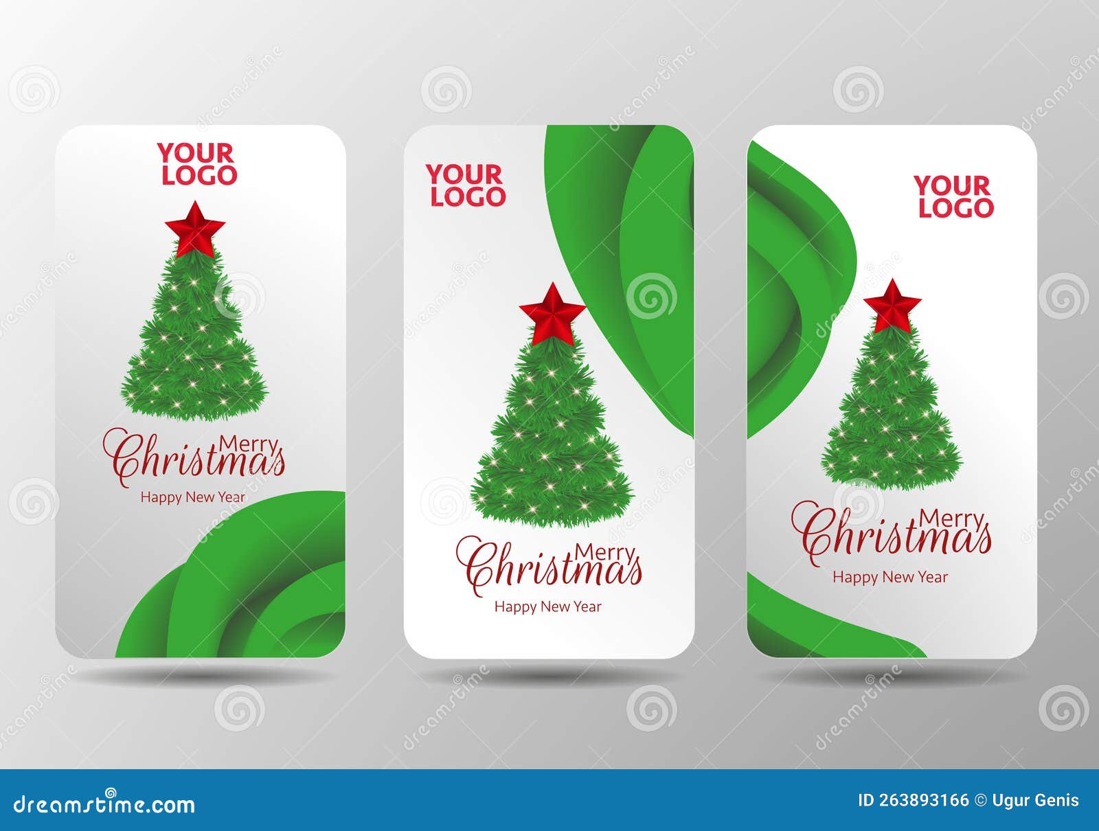 Christmas New Year Storys Template. Colourful Background, 3D Christmas ...