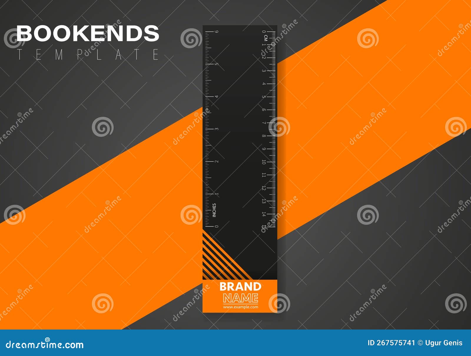 Vertical Vector Bookmarks Design Template with Ruller and Logo Space ...