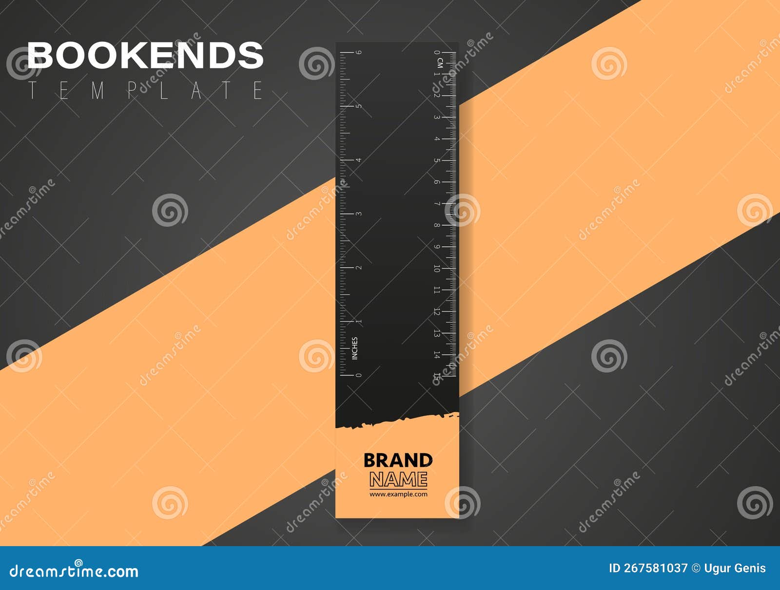 Vertical Vector Bookmarks Design Template With Ruller And Logo Space ...