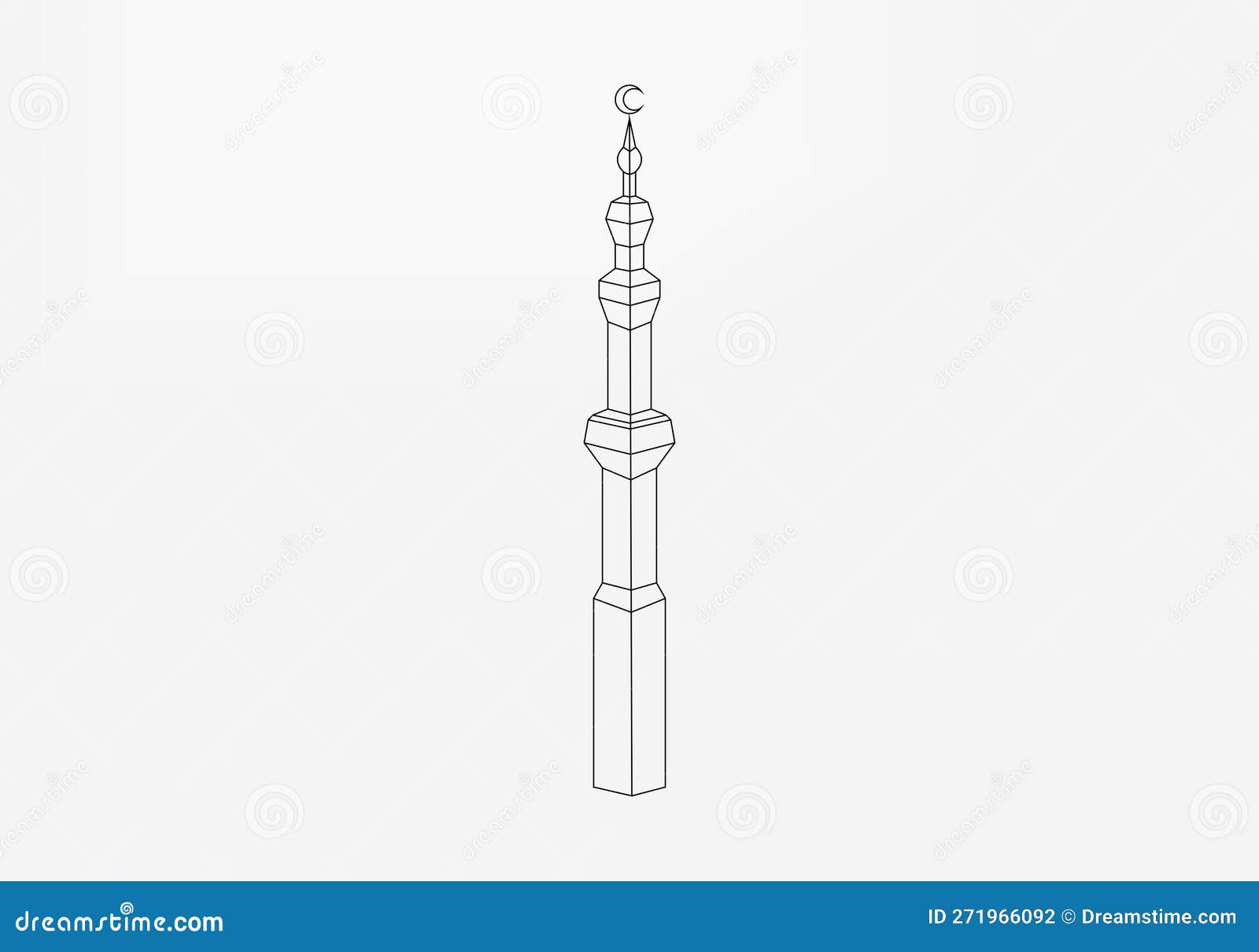 Mosque And Minaret A Sketch Of A Mosque With A Tall Minaret. Royalty ...