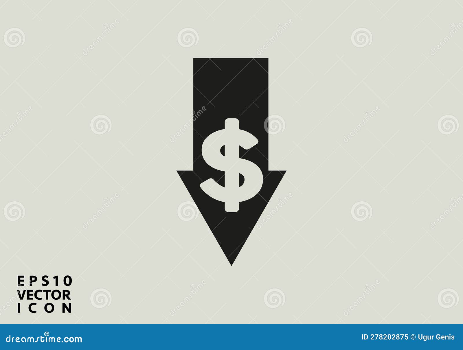 Dollar Rate Decline Vector Line Icon. Money Symbol with Down Arrow Stock Vector - Illustration ...