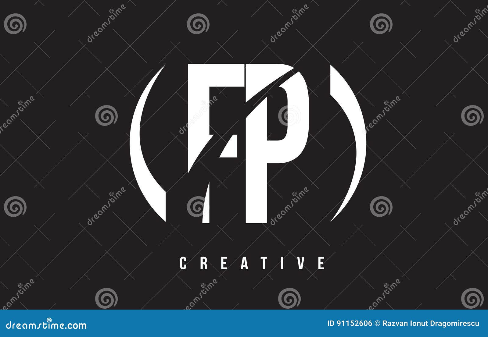 FP F P White Letter Logo Design with Black Background. Stock Vector ...
