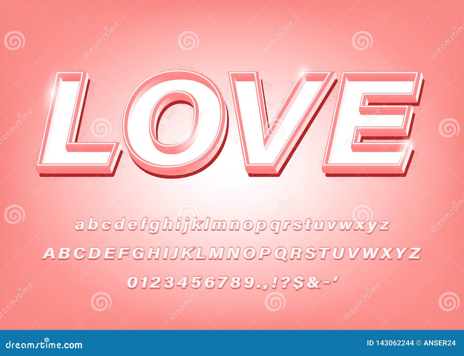 3D Pink Alphabet Love Bold Font Stock Vector - Illustration of decor ...