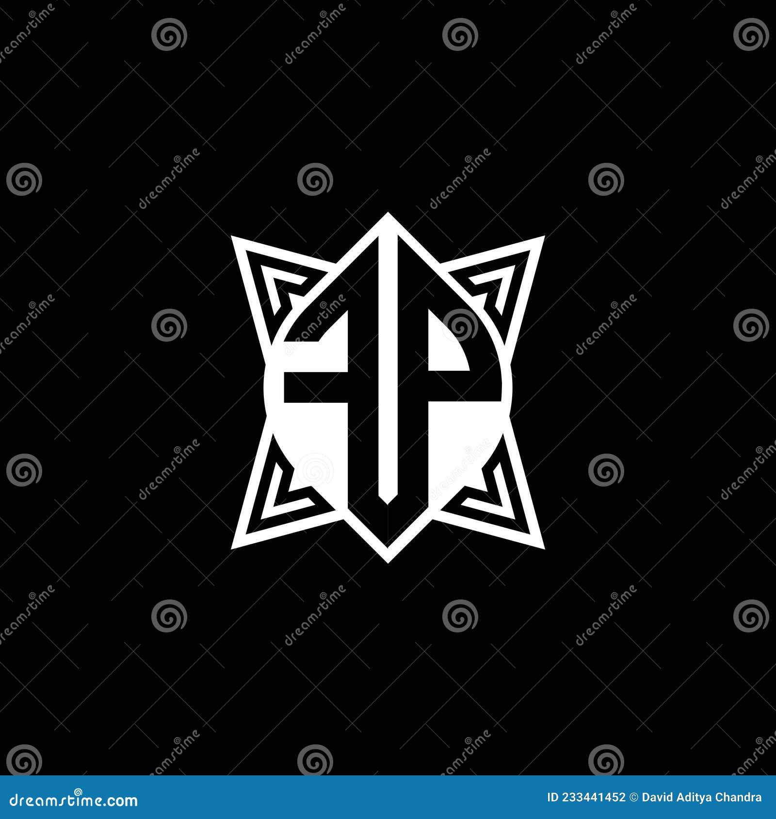 FP Monogram Letter Geometric Star Style Stock Vector - Illustration of ...