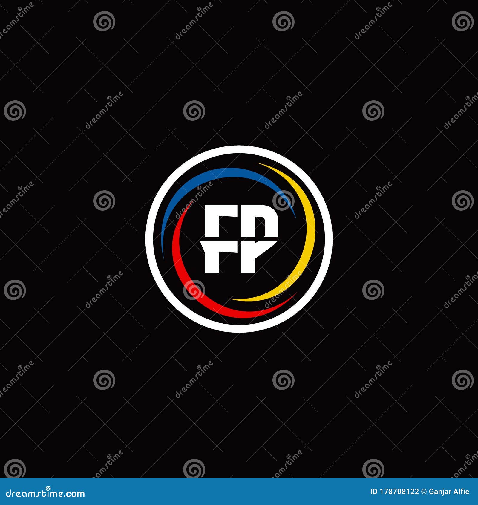 FP Monogram Logo Isolated on Circle Shape with 3 Slash Colors Rounded ...