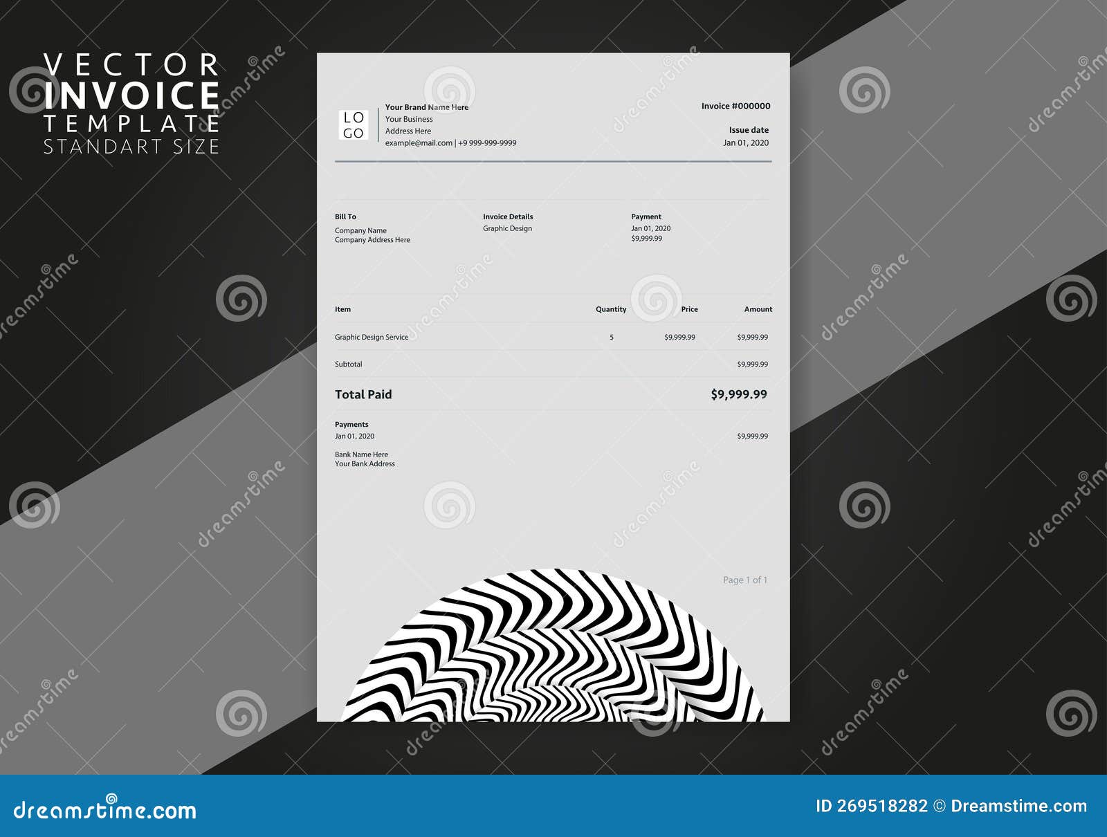 Editable Modern Abstract Creative Professional Invoice Template. Stock ...