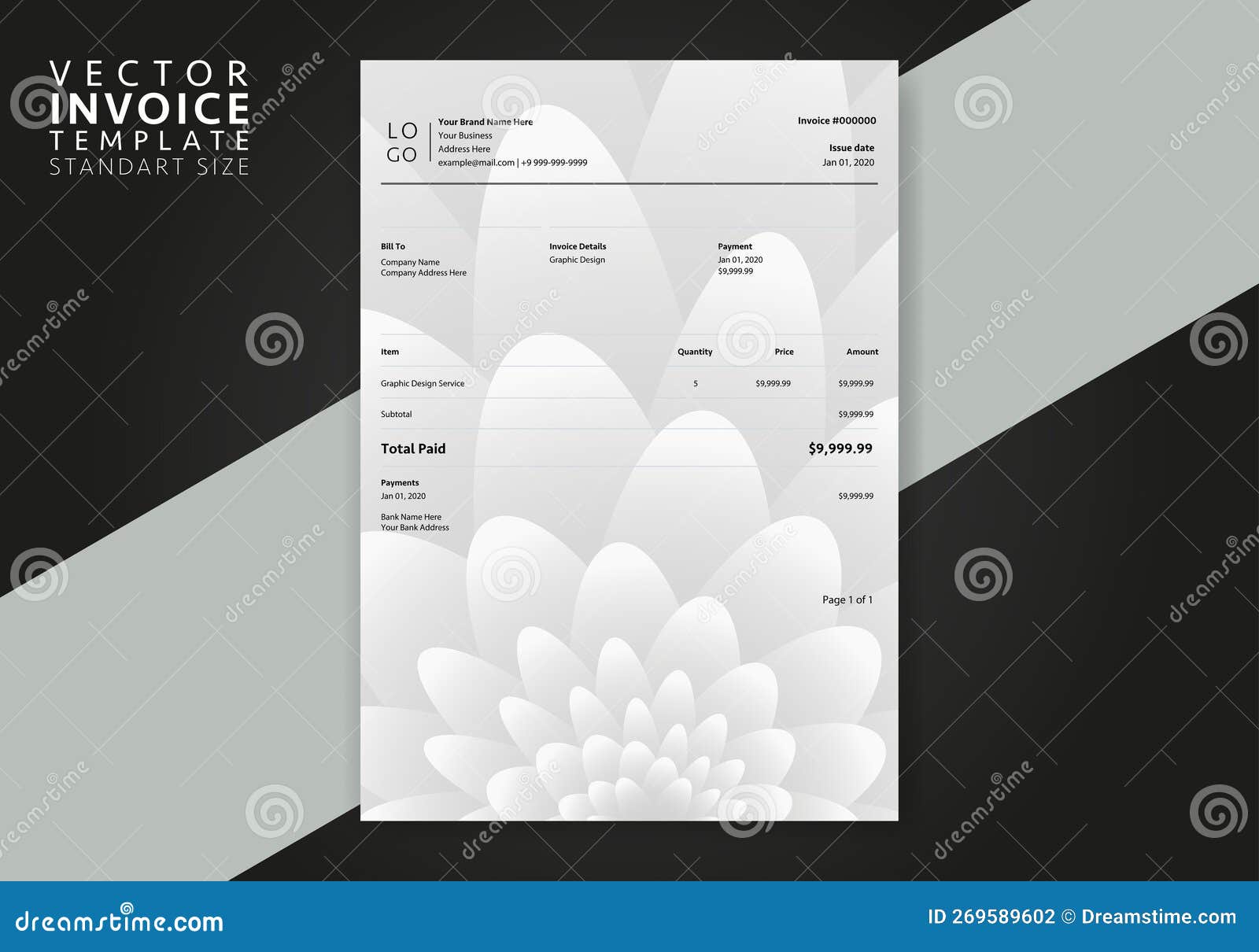 Editable Modern Abstract Creative Professional Invoice Template. Stock ...