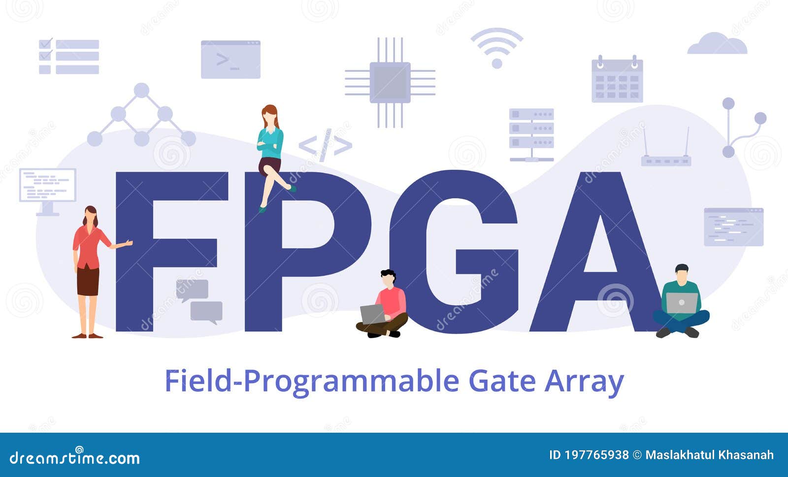 Fpga Field Programmable Gate Array Concept With Modern Big Text Or Word