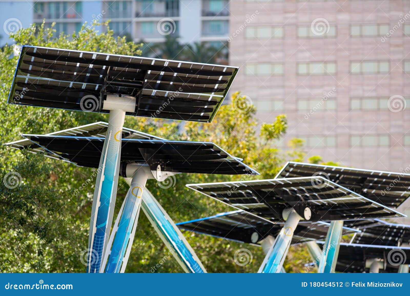 FPL Solar Power Trees Downtown Miami FL Stock Photo - Image of blurry ...