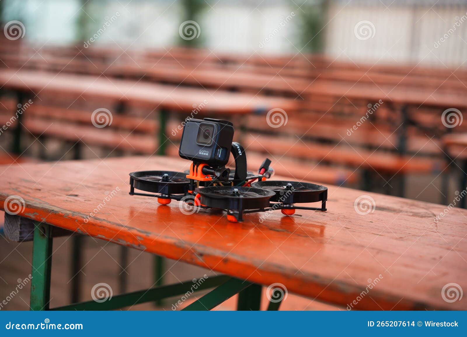 FPV Cinewhoop Drone on a Table with a GoPro on Top Editorial Stock ...