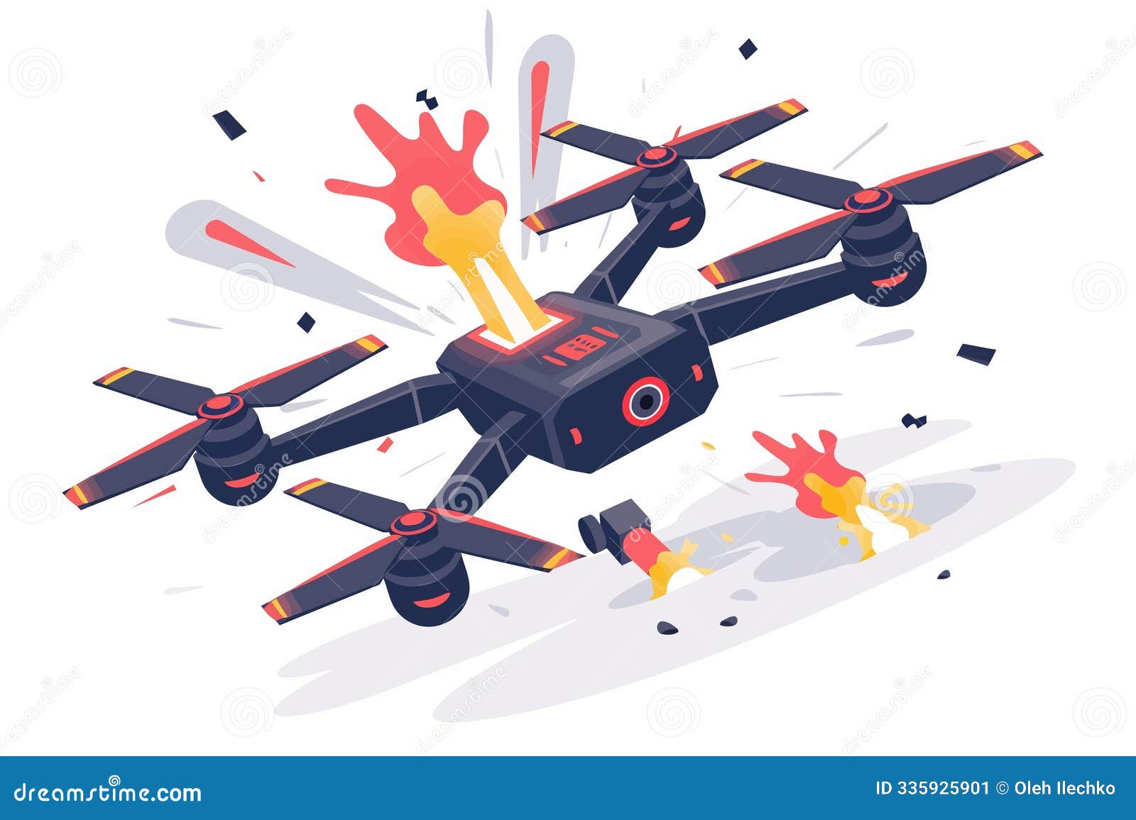 Fpv Drone Explosion Stock Image Isolated Vector Style Stock Vector ...