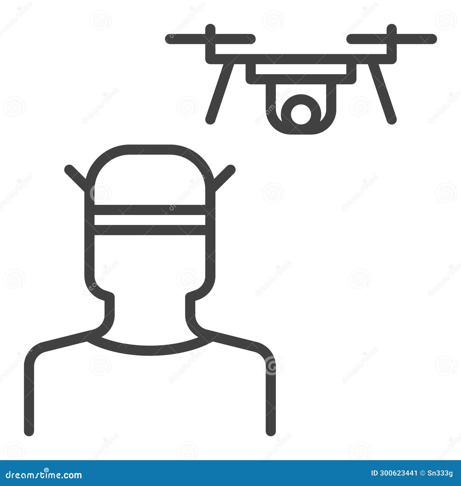 FPV Drone And Man Vector Quadcopter Concept Linear Icon | CartoonDealer ...