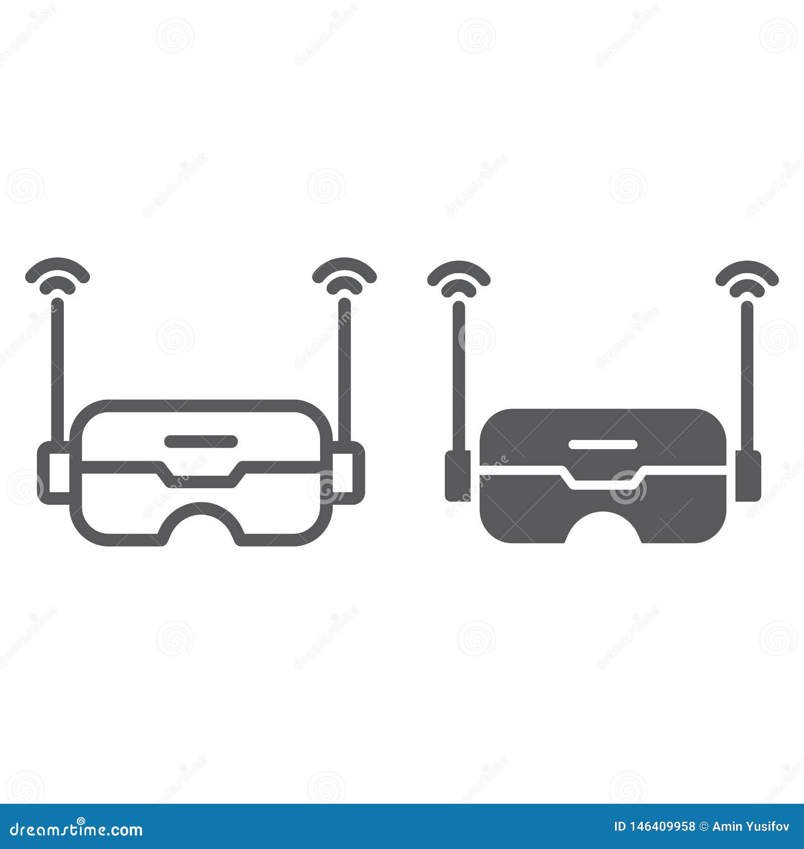 FPV Technology Line And Glyph Icon, Innovation And Virtual, Fpv Glasses ...