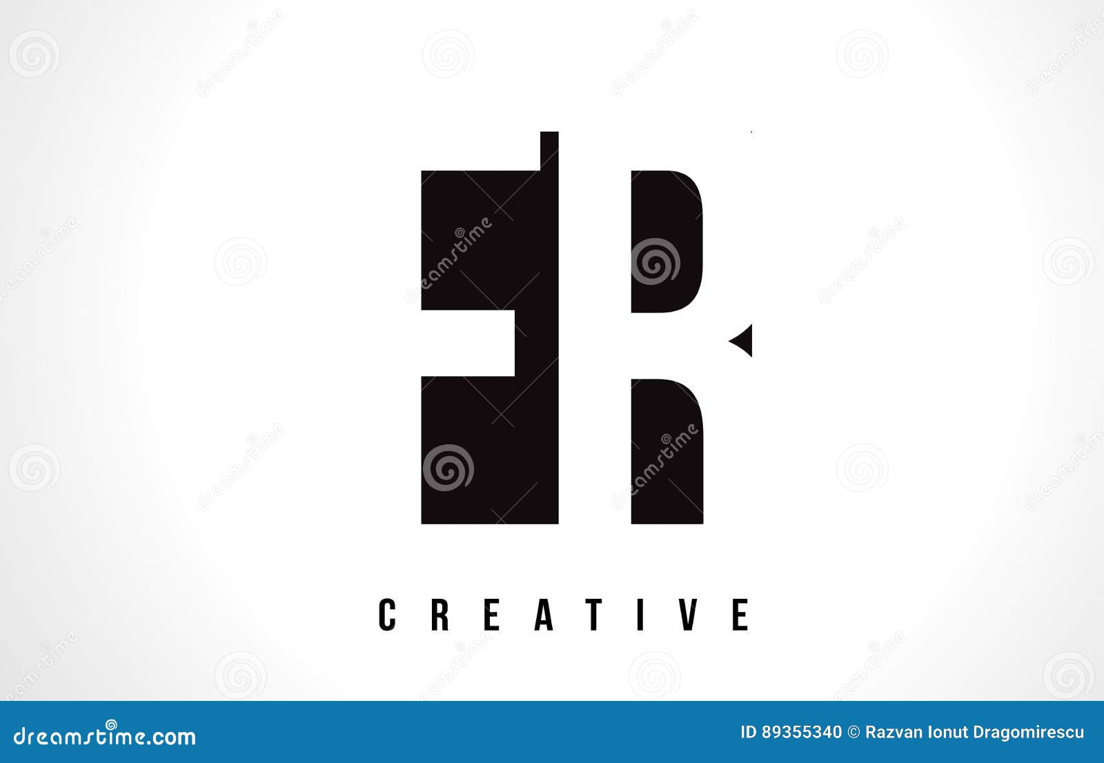 FR F R White Letter Logo Design with Black Square. Stock Vector ...