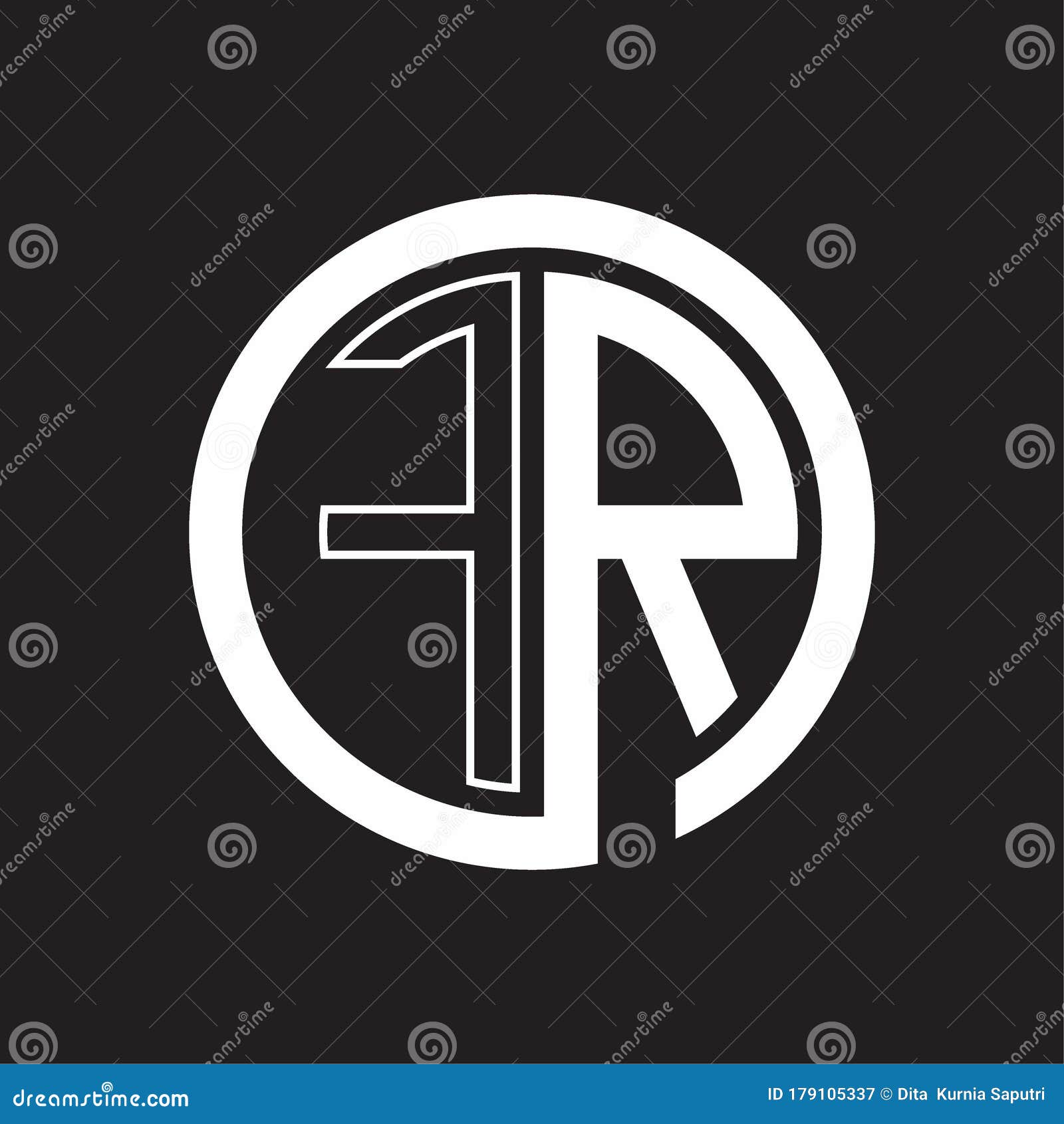 FR Logo with Circle Rounded Negative Space Design Template Stock Vector ...