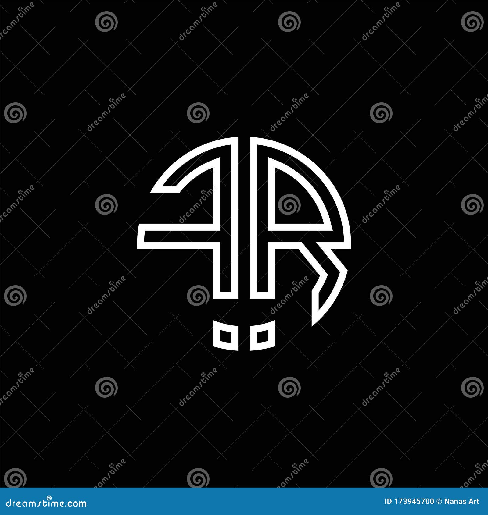 FR Monogram Logo Circle Ribbon Style Outline Design Template Stock ...