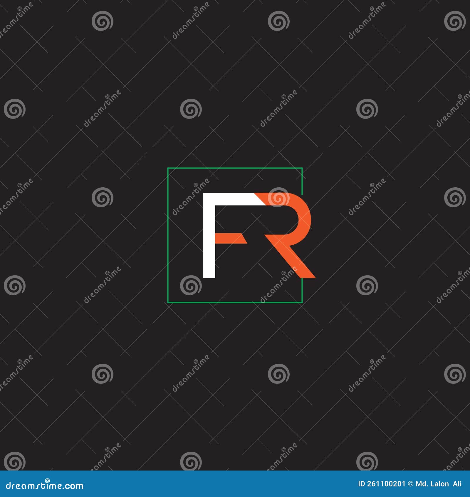 FR Text Logo Design stock vector. Illustration of cartoon - 261100201