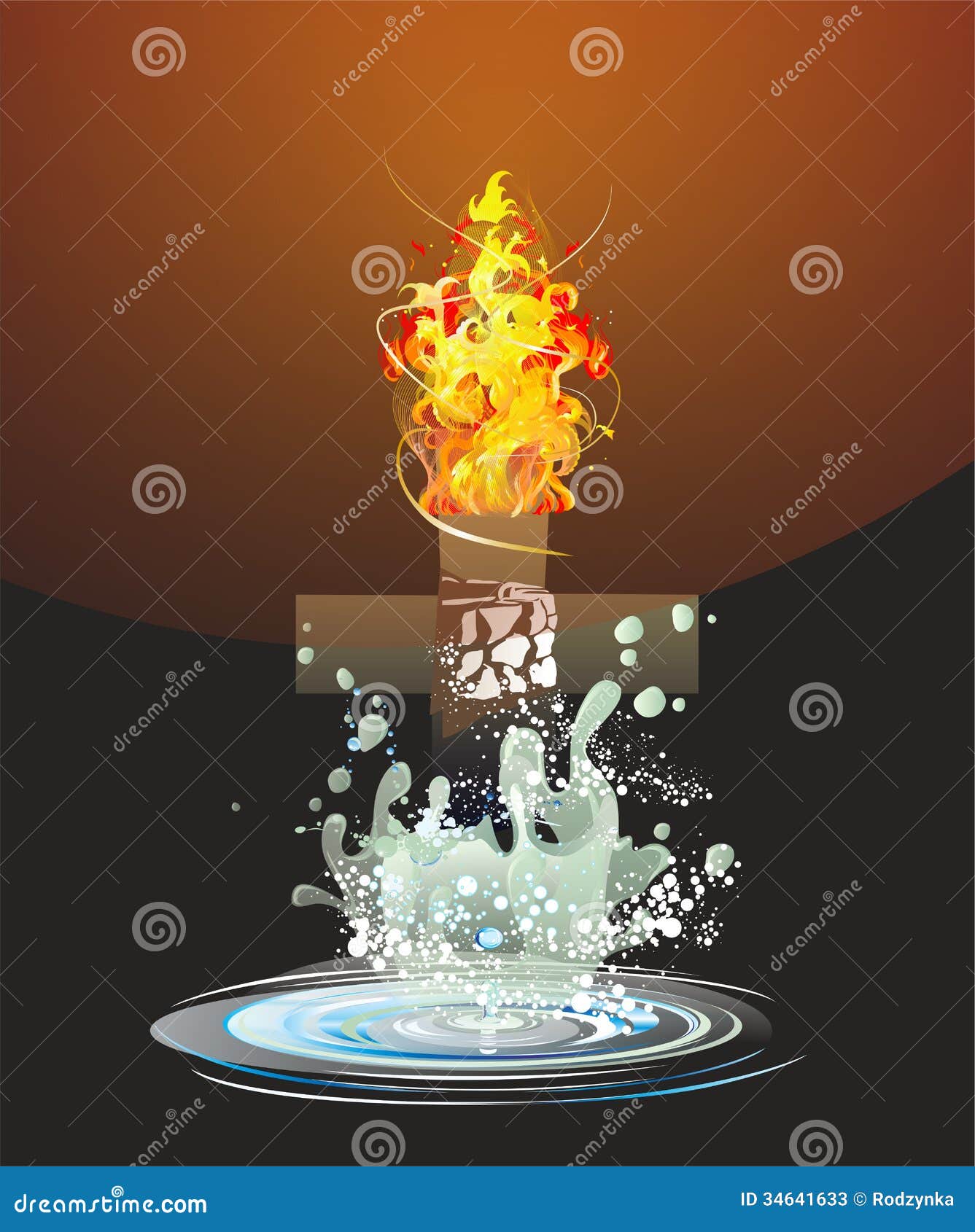 Fra acqua e fuoco, illustrazione di stock. Illustrazione di arte - 34641633