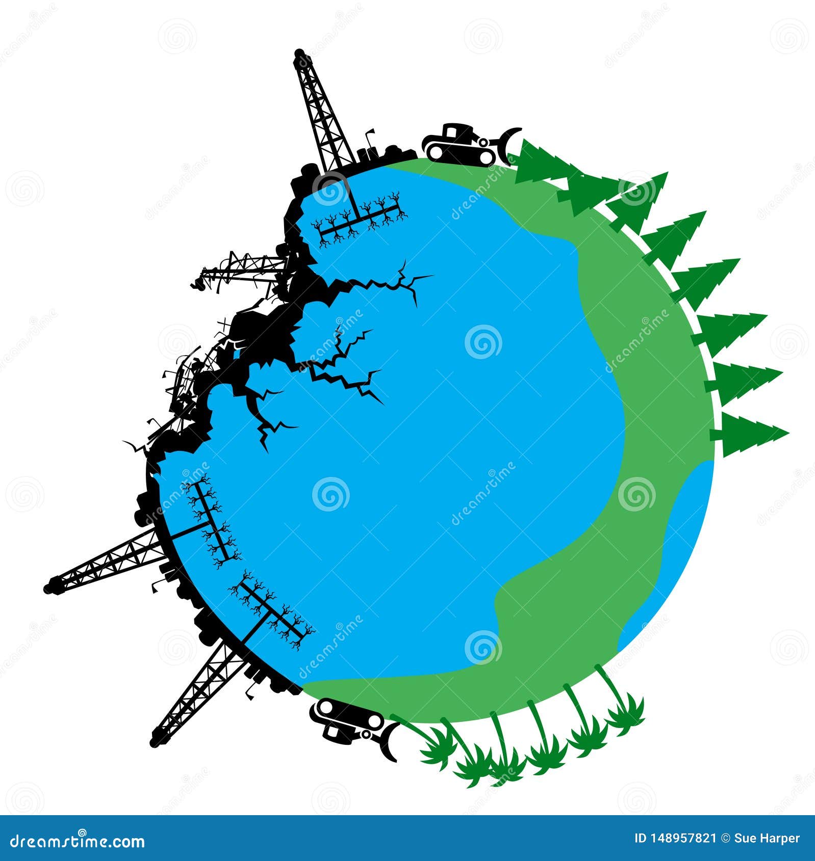 Fracking Drill Rig Destruction of Planet Earth Stock Vector ...
