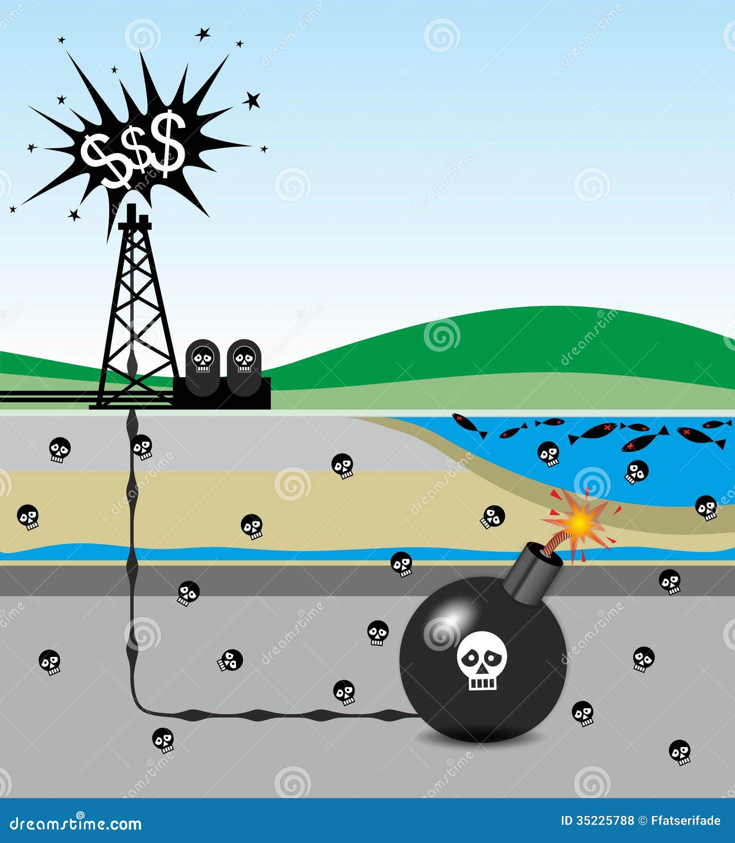 Fracking Caused Pollution Concept Icon Royalty-Free Illustration ...