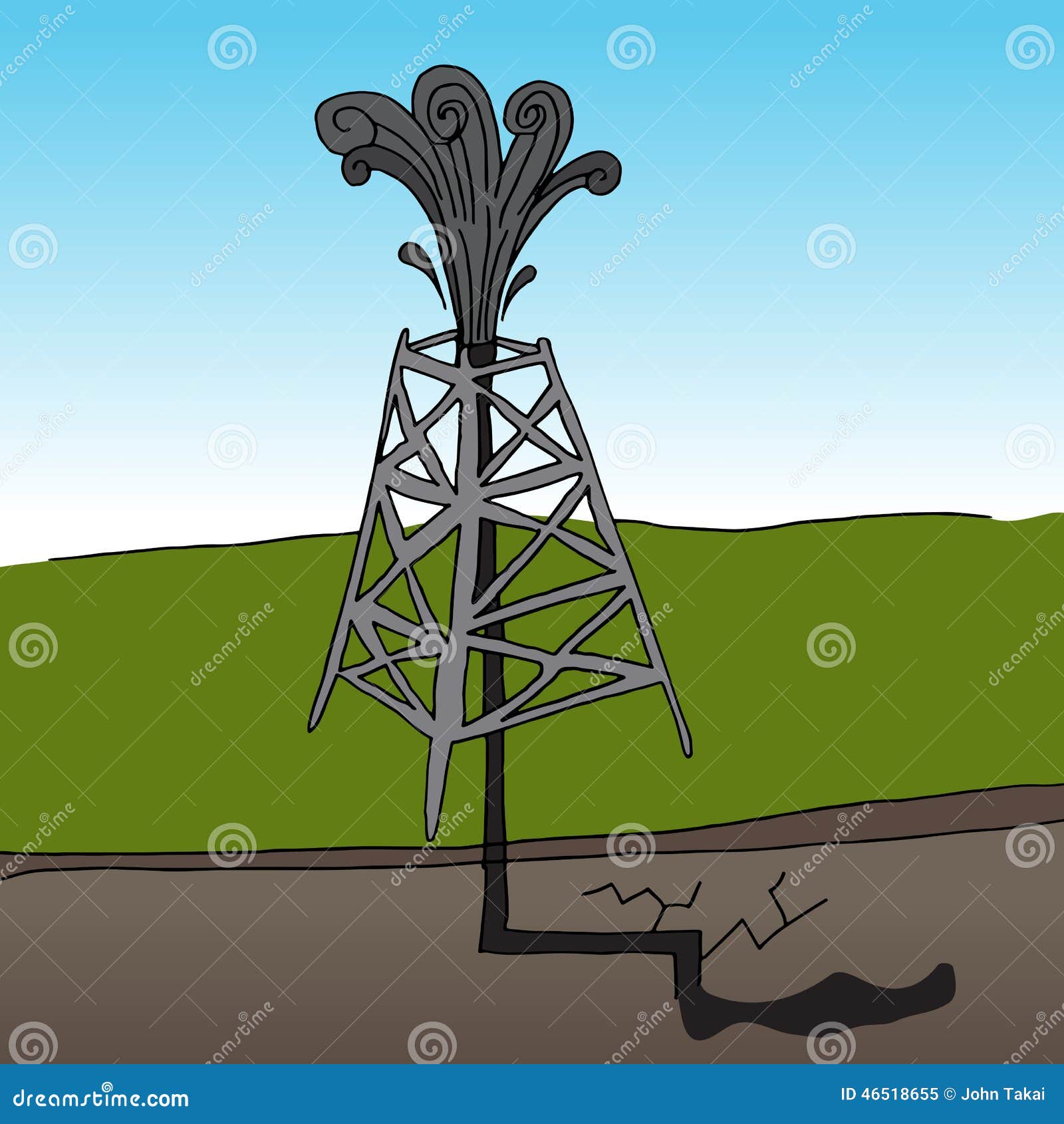 Fracking Oil Rig stock vector. Illustration of clipart - 46518655