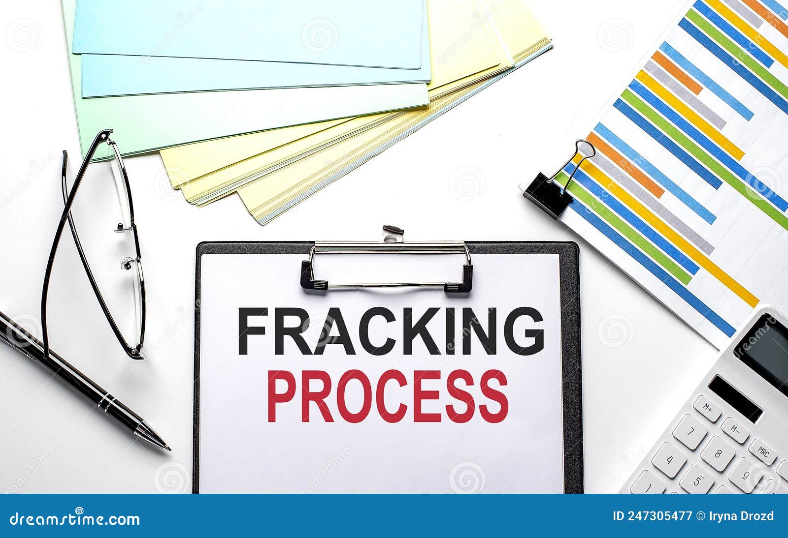 FRACKING PROCESS Text on Paper Sheet with Chart,color Paper and ...