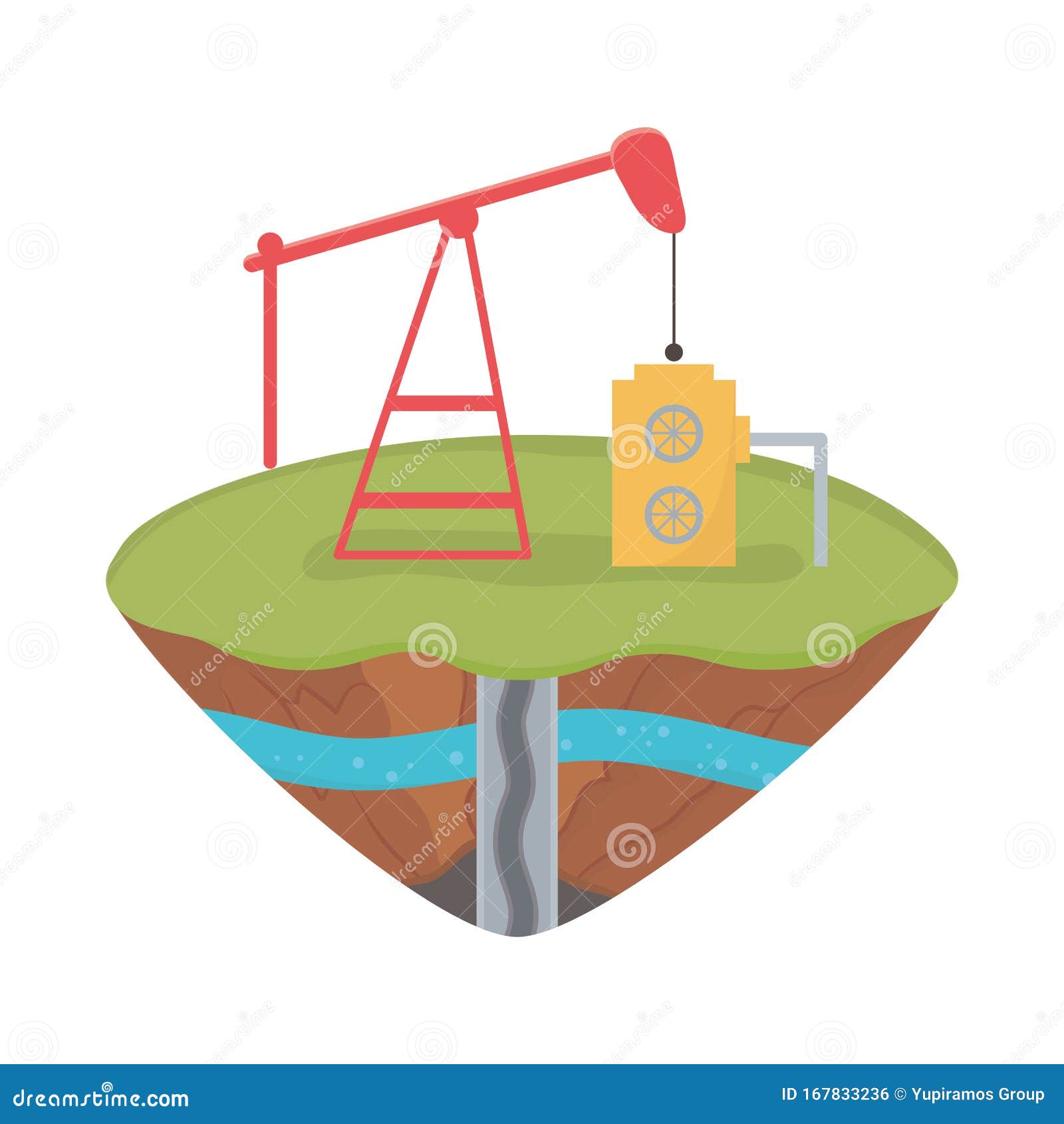 Fracking Pump Tower Soil Layer Water Underground Stock Vector ...