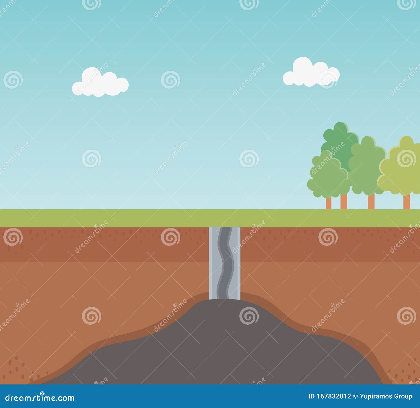 Fracking Rig Petroleum Extraction Soil Layer Water Underground Cartoon ...