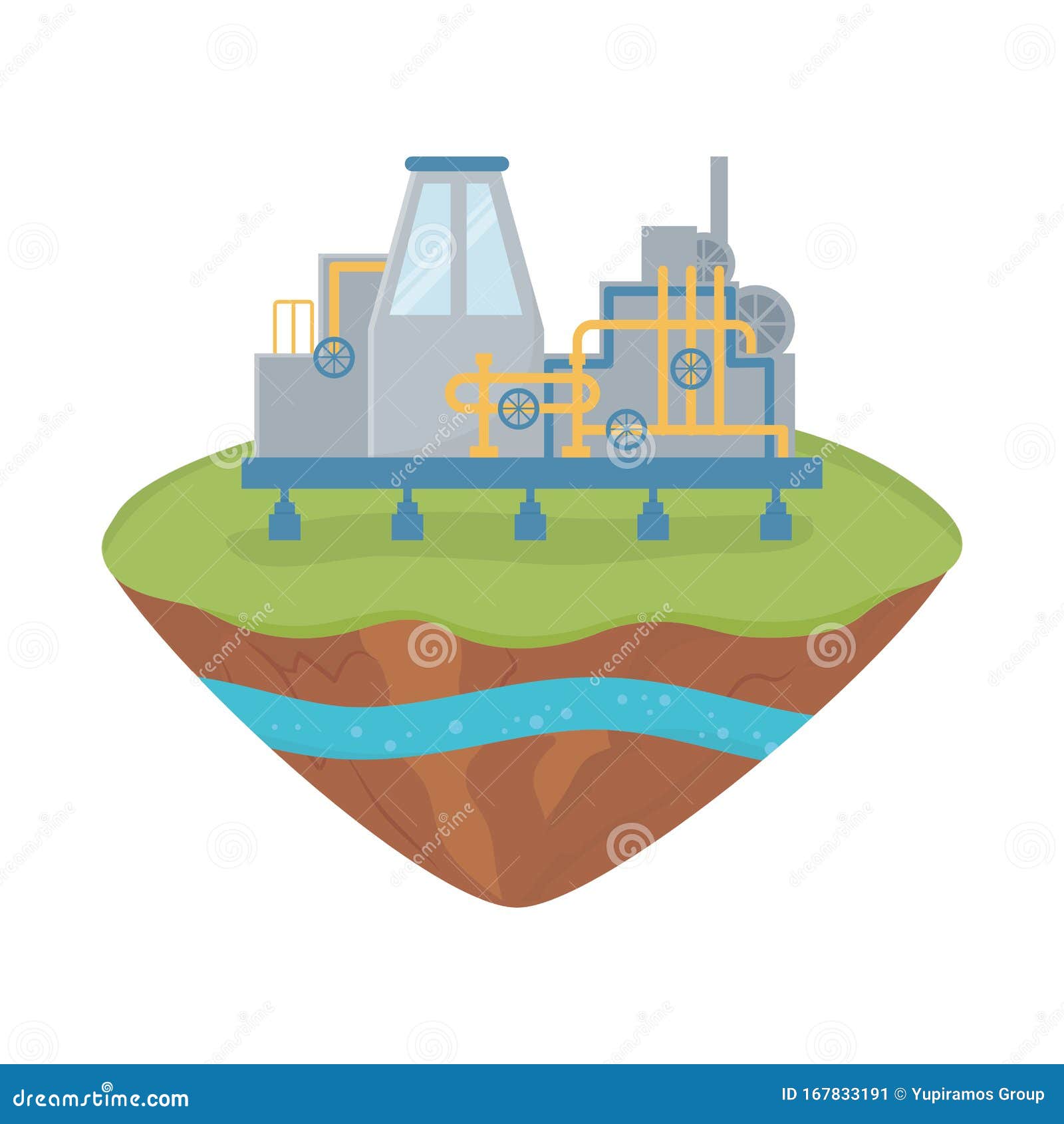 Fracking Rig Petroleum Extraction Soil Layer Water Underground Cartoon ...