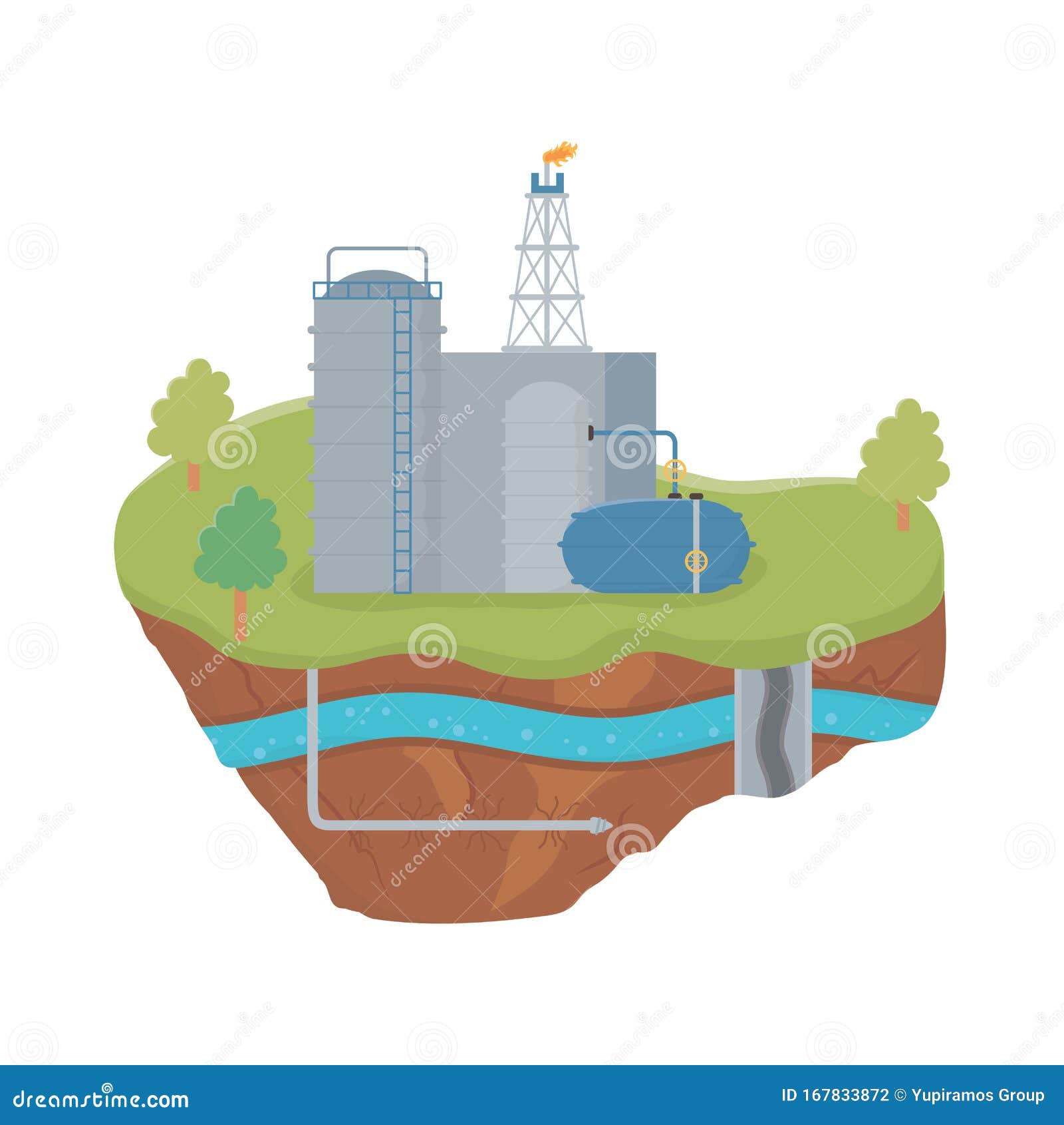 Fracking Tanks Storage Process Pipeline Water Underground Stock Vector ...
