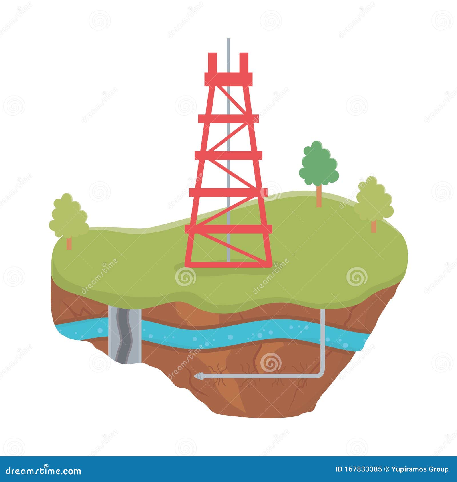 Fracking Tower Pipe Gas Soil Layer Water Underground Stock Vector ...