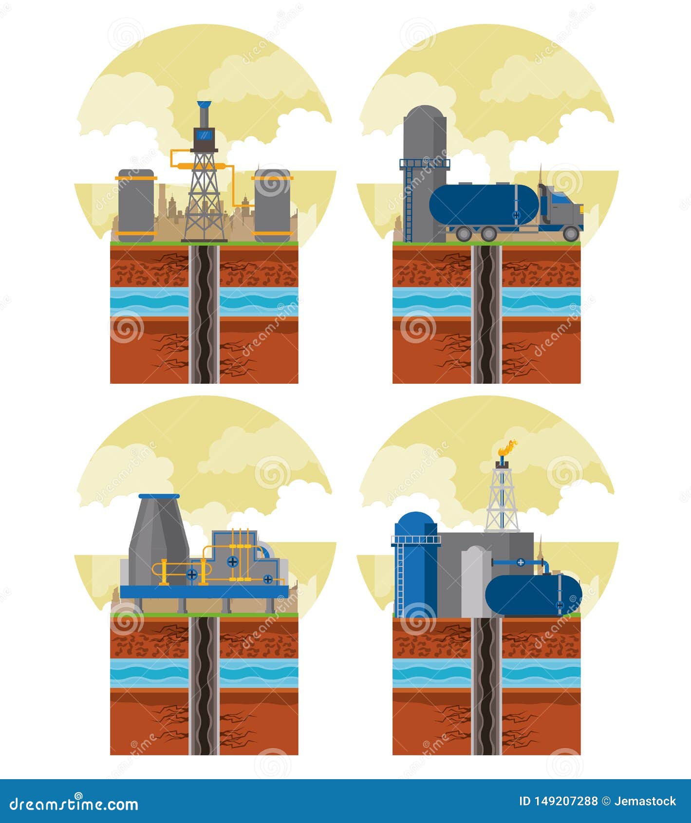 Fracking Zone and Oil Industry Emblems Stock Vector - Illustration of ...