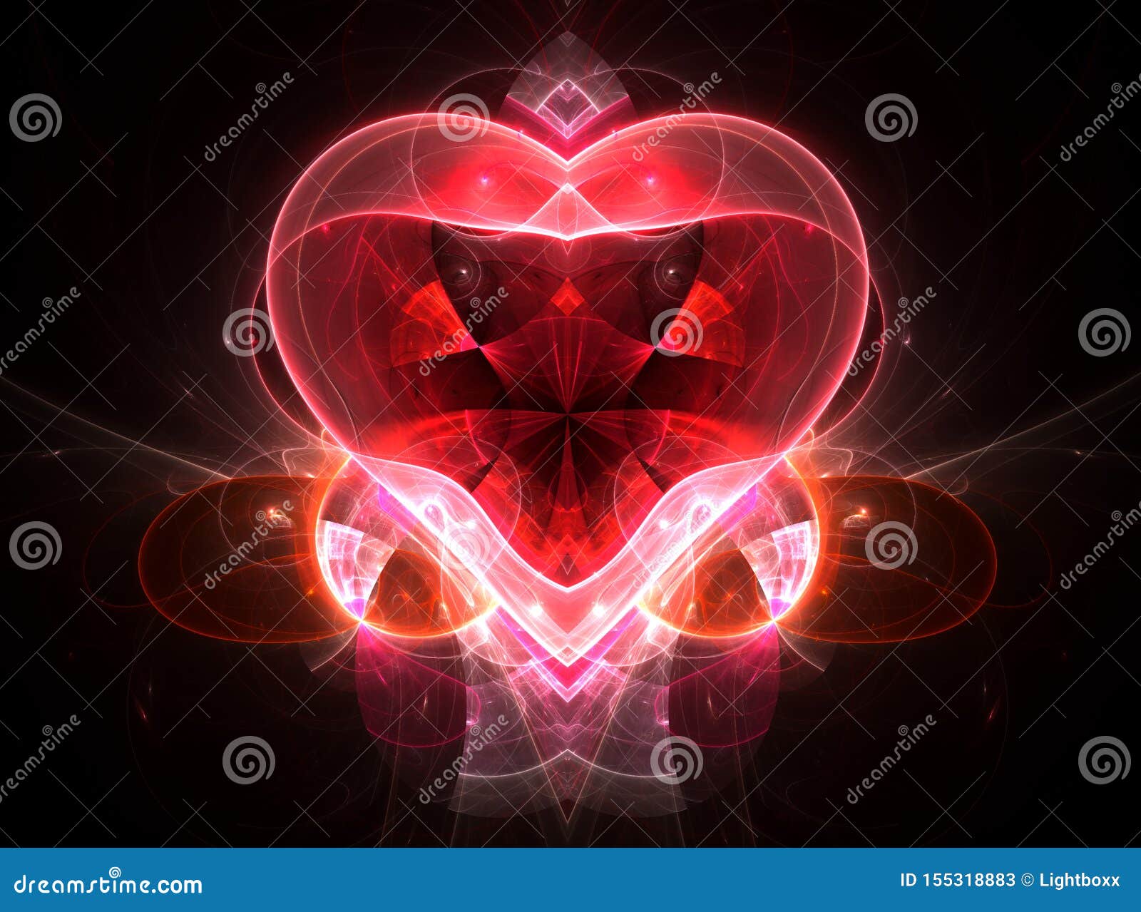 Fractal Art Background - Neon Heart Stock Illustration - Illustration ...