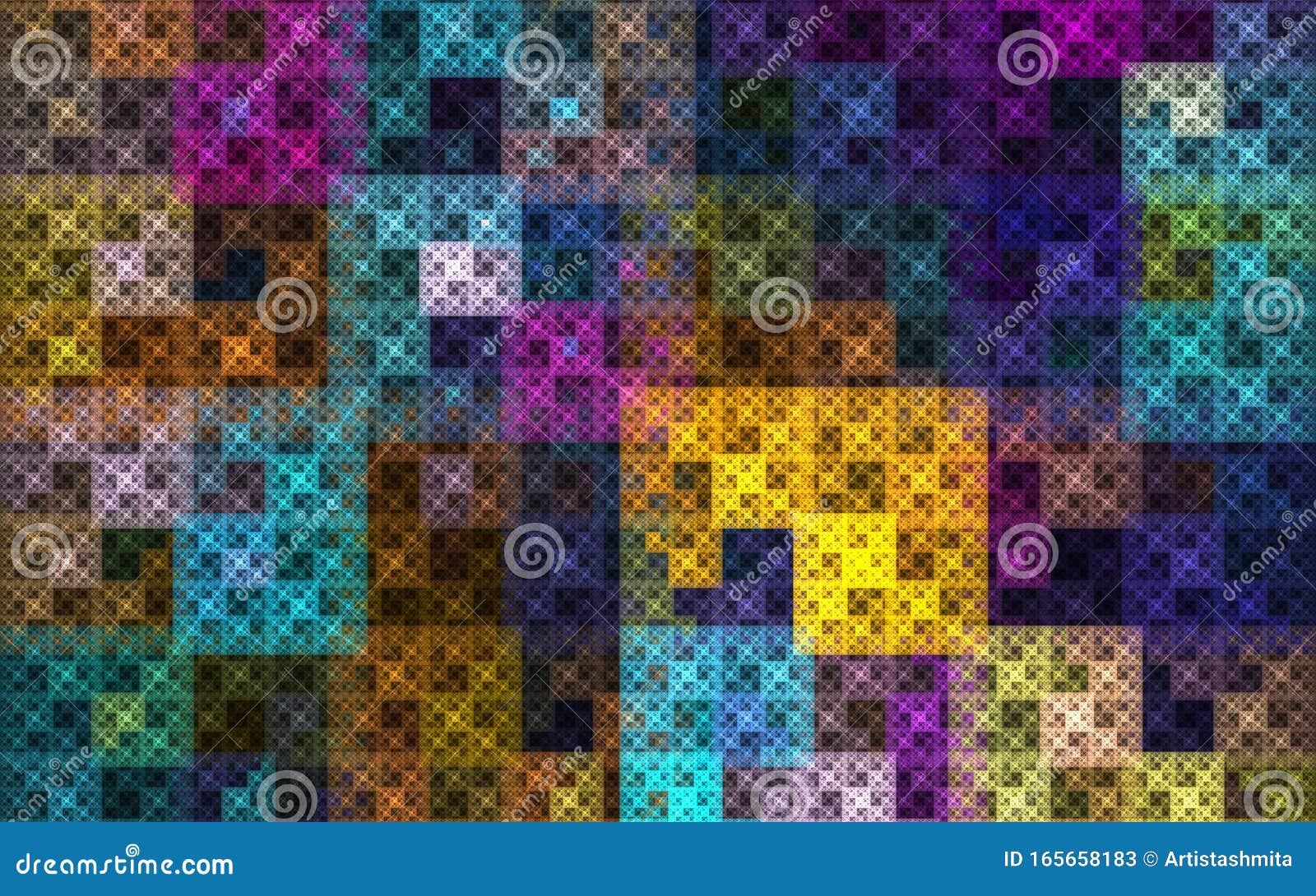 Fractal Background on Black, Computer Generated Stock Illustration ...