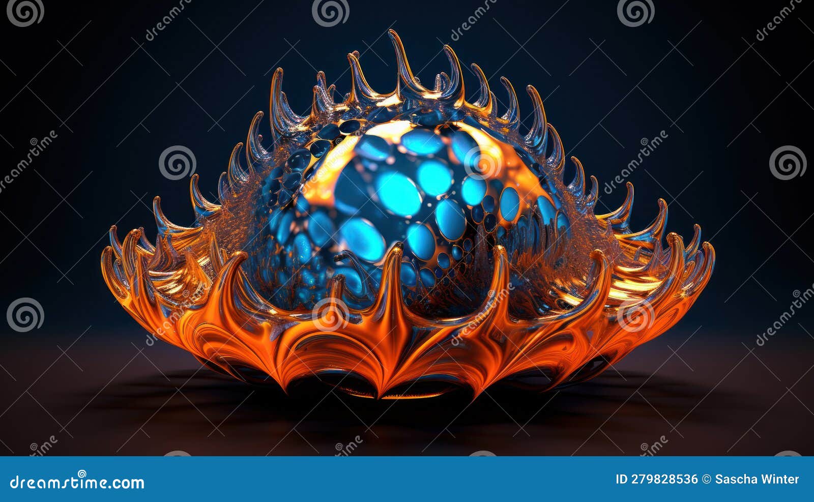 Fractal Bio Evolution: Fluidic Dance of Orange and Blue Stock ...