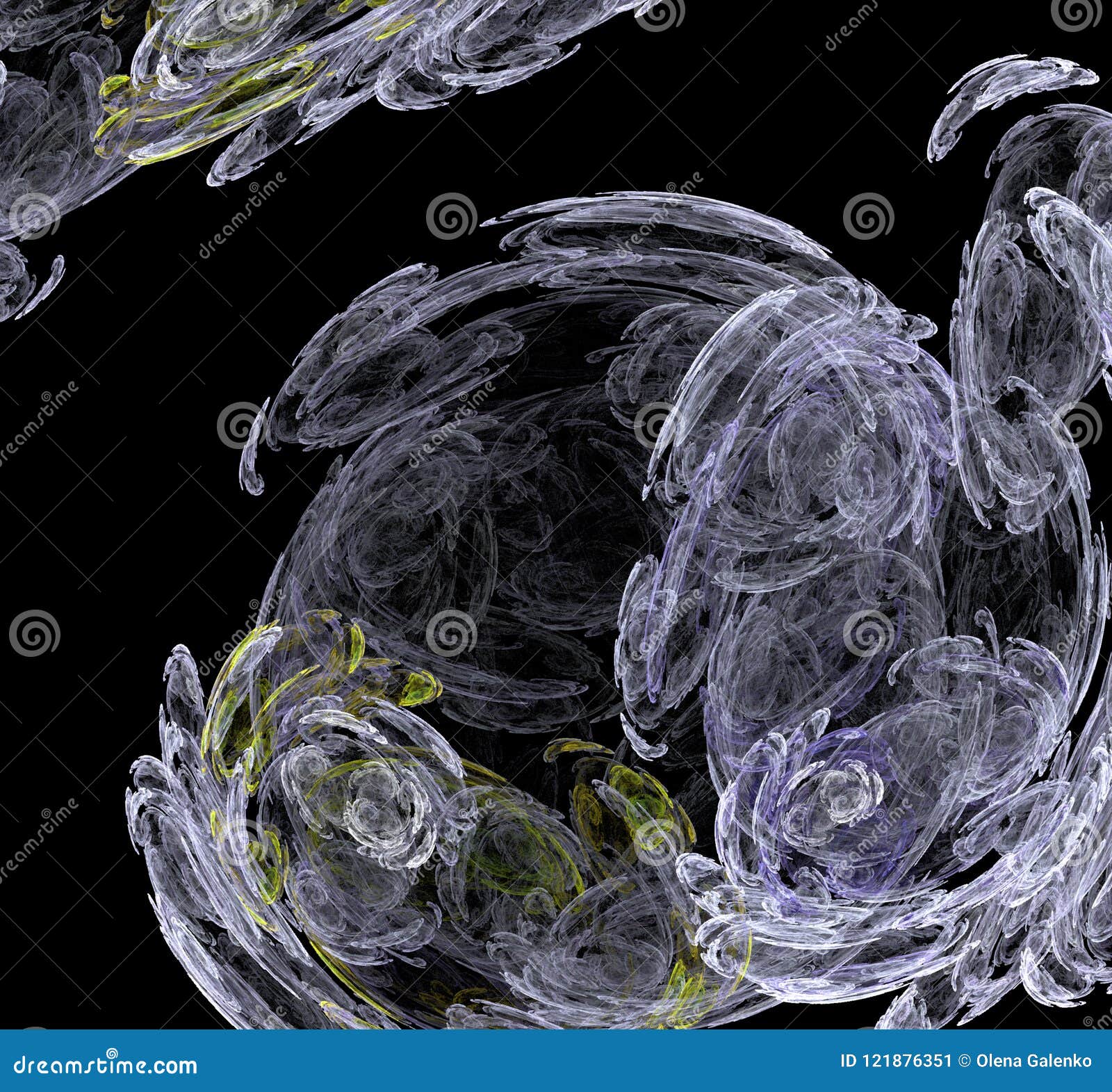 Fractal Biological Theme White Substance Black Background. Stock ...
