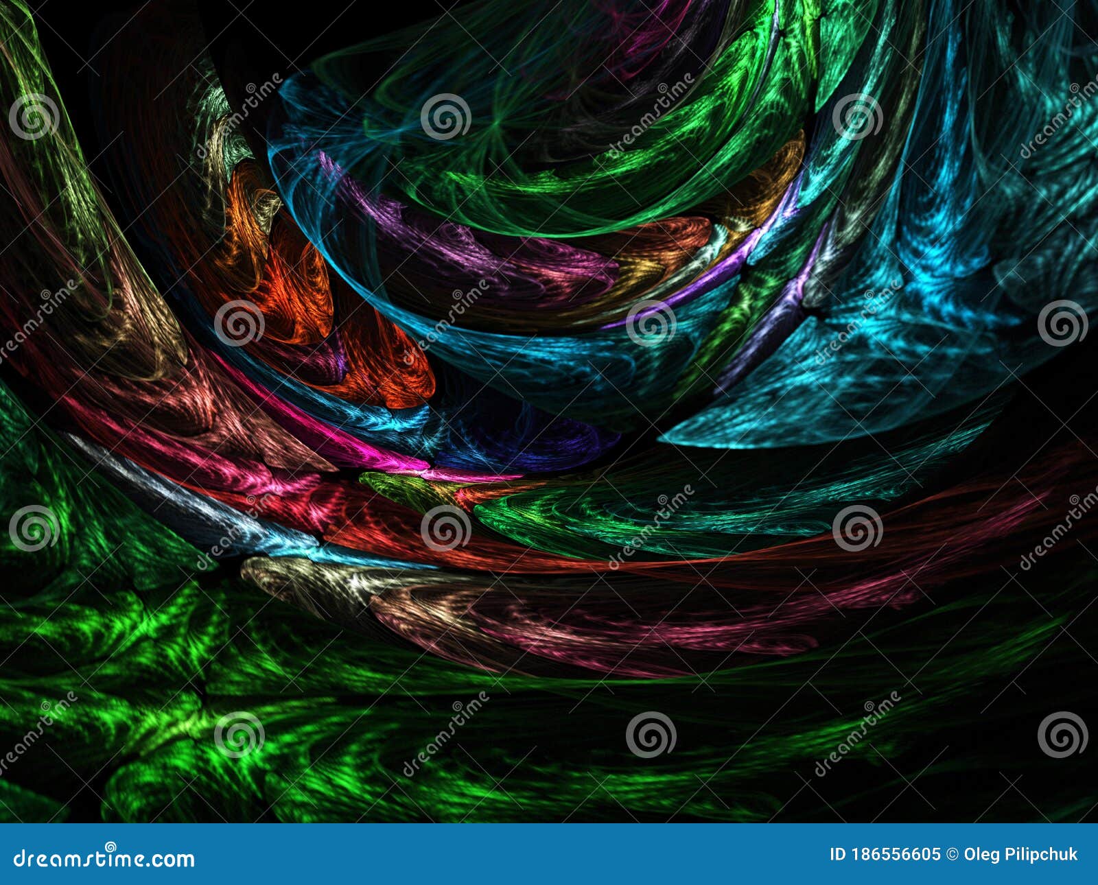 Fractal on black stock illustration. Illustration of modern - 186556605