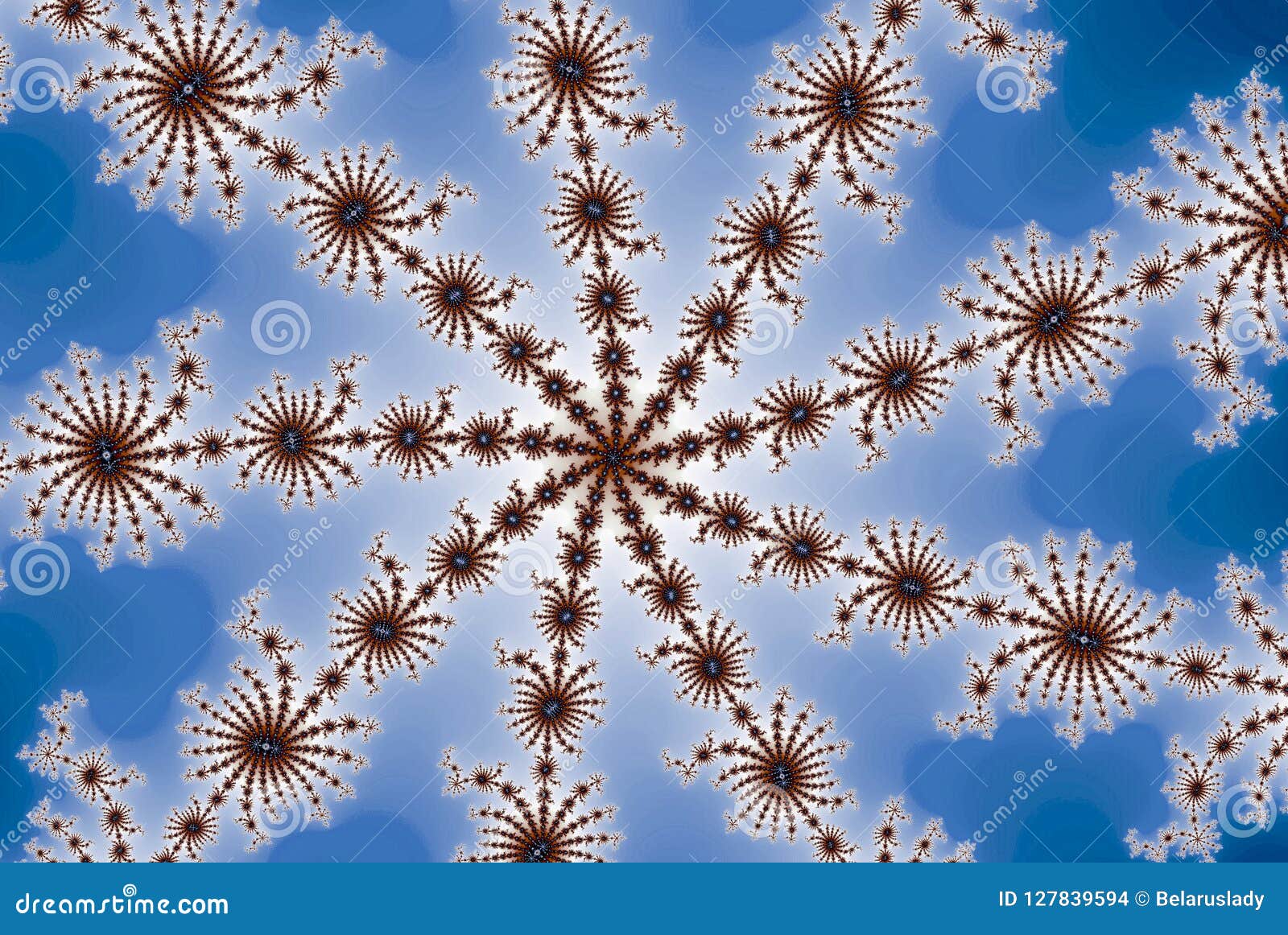 Blue Snowflake Winter Fractal Image Stock Illustration - Illustration ...